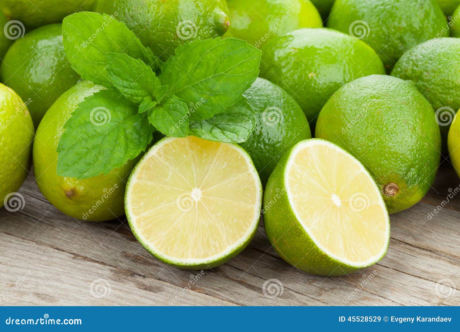 Fresh ripe limes with mint stock image. Image of fresh - 45528529