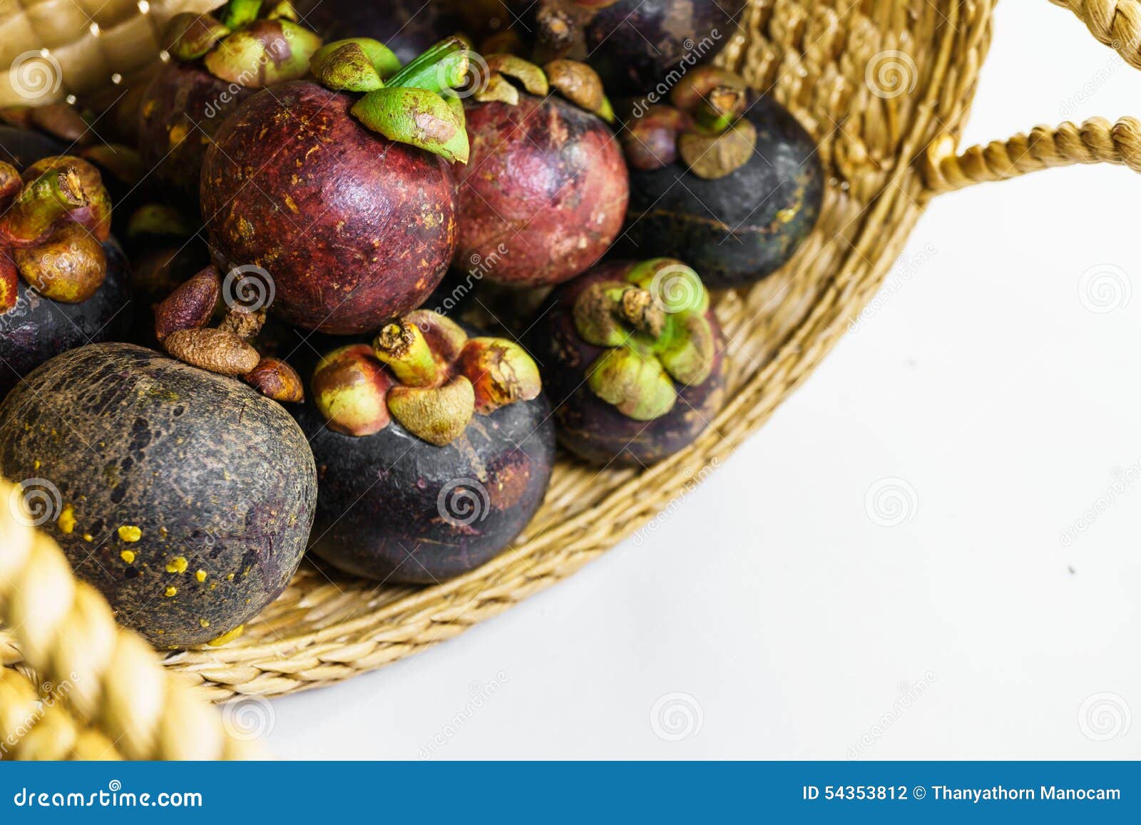 Fresh Ripe Mangosteen in Basket Stock Photo - Image of stack ...