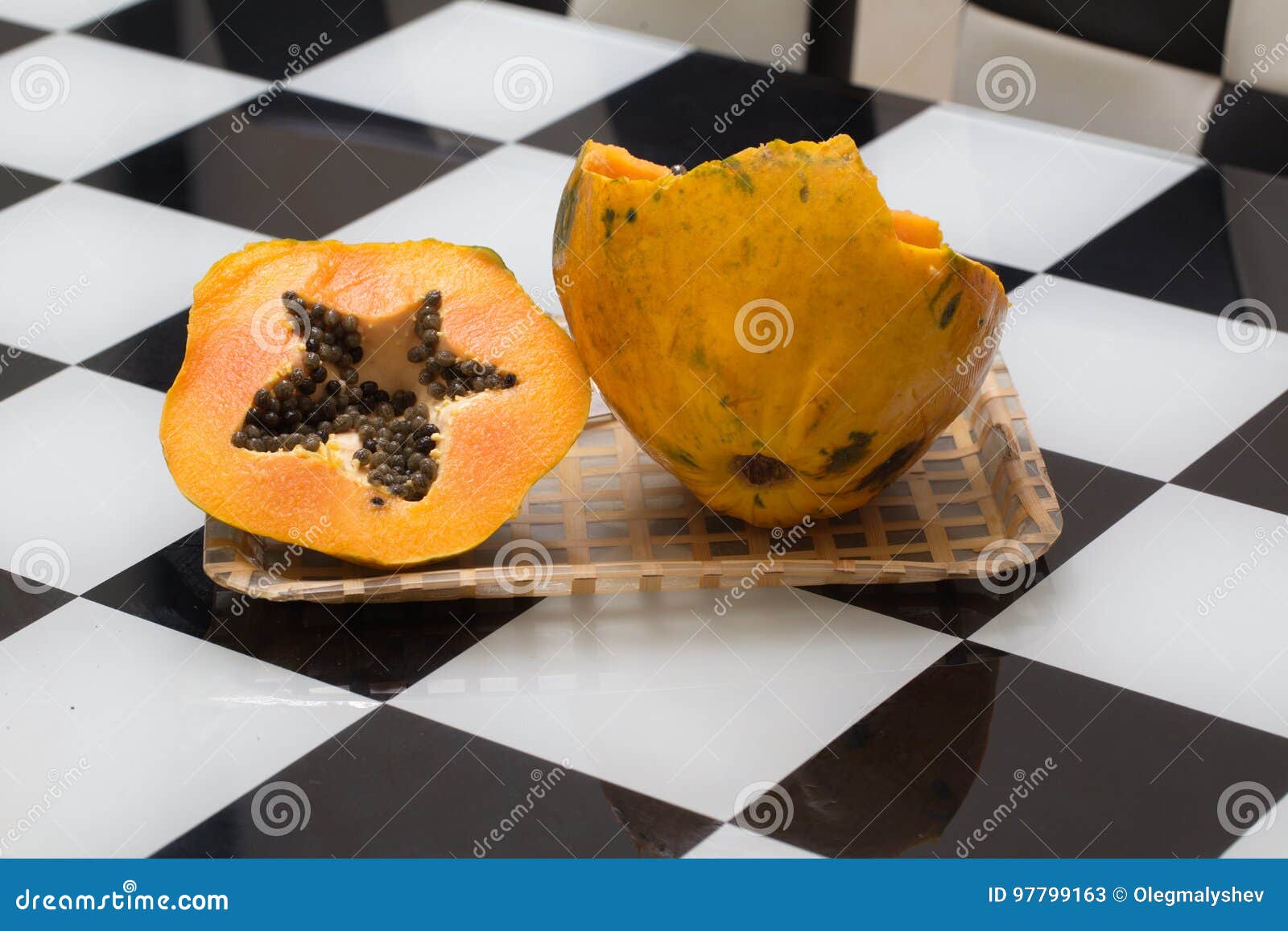 Fresh Ripe Papaya Cut on the Table Stock Image - Image of vitamin ...