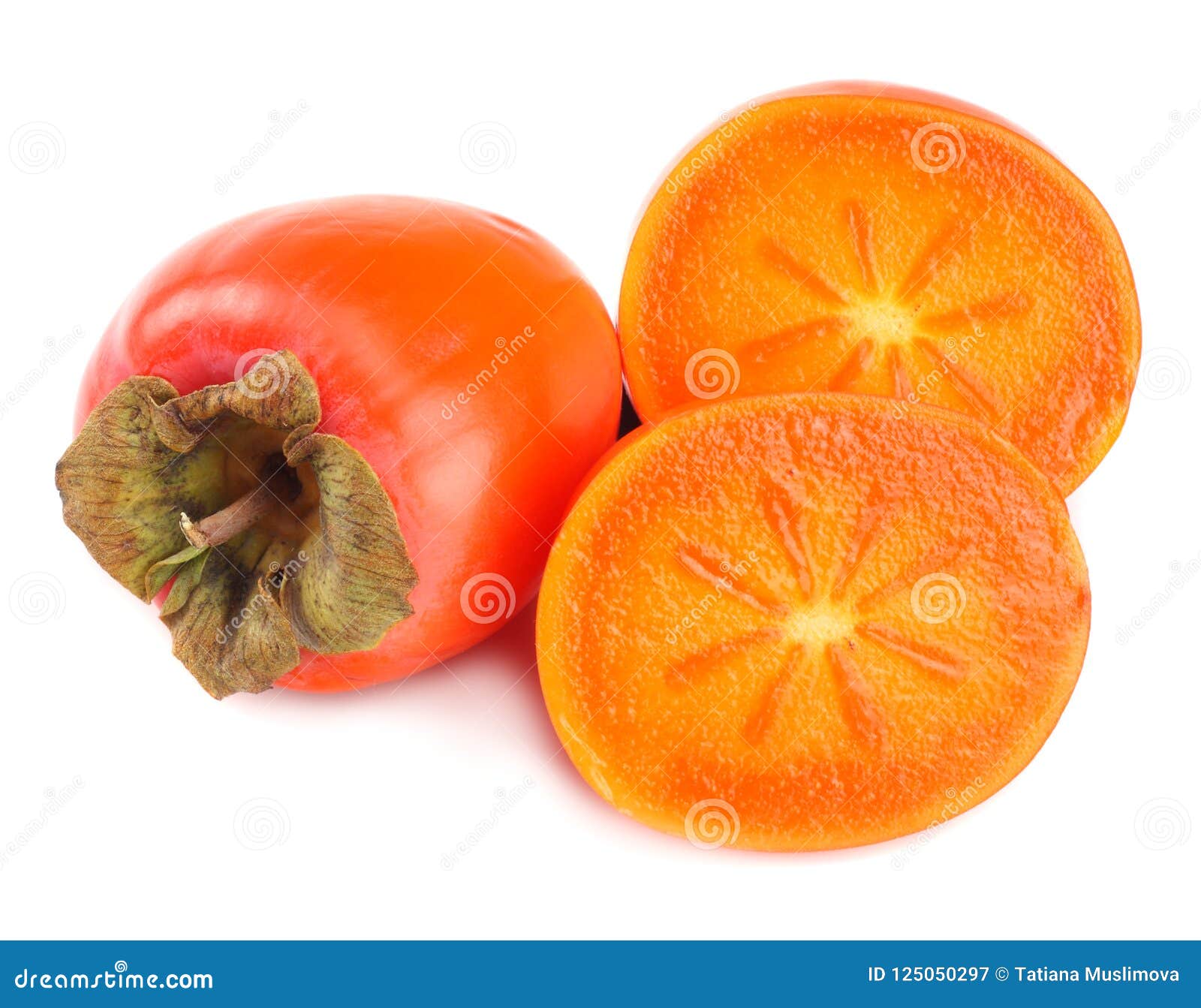 Fresh Ripe Persimmons Isolated on White Background Stock Image - Image ...
