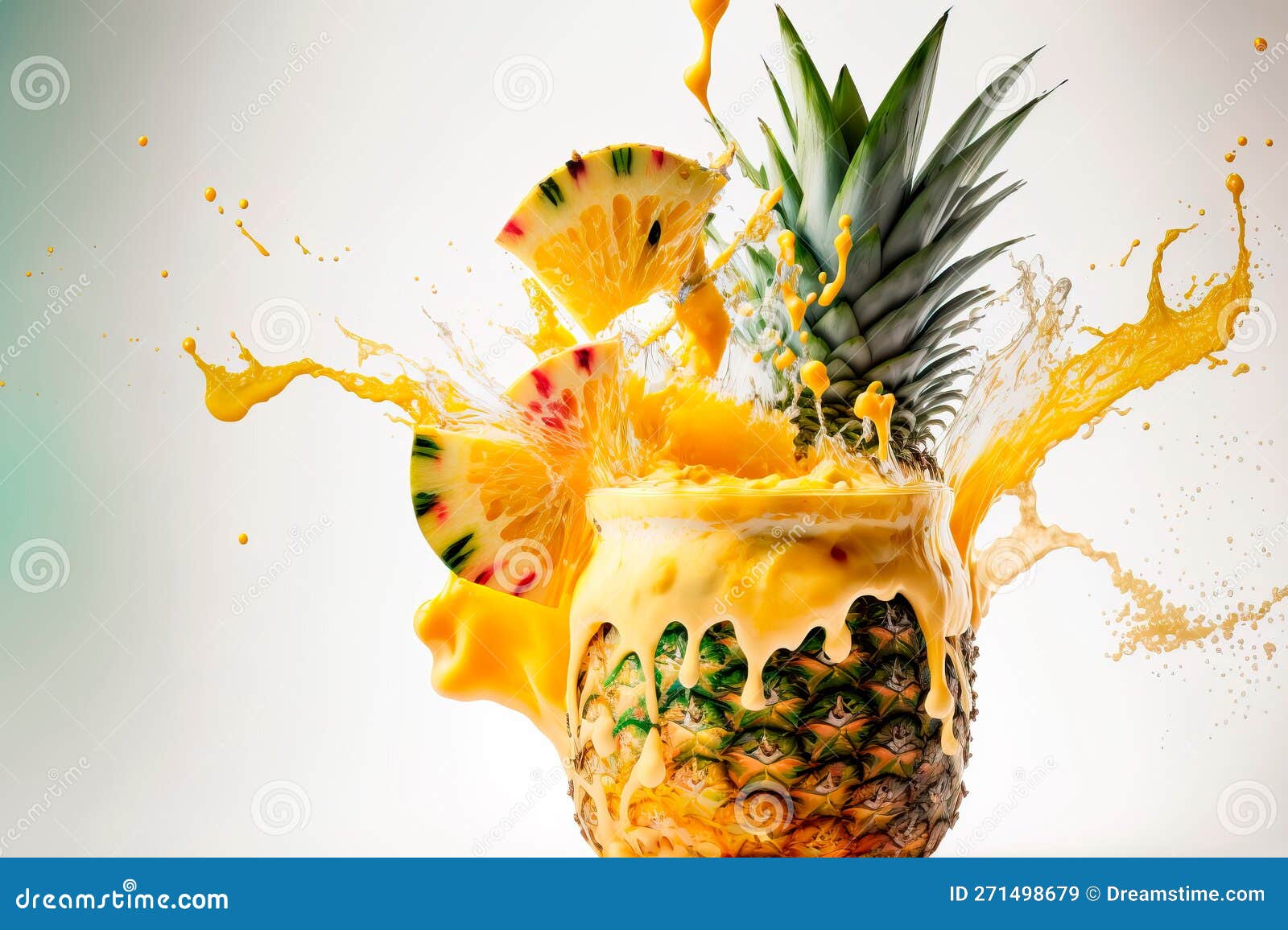 Fresh Ripe Pineapple Splashing Juice Waves Generative AI Stock ...
