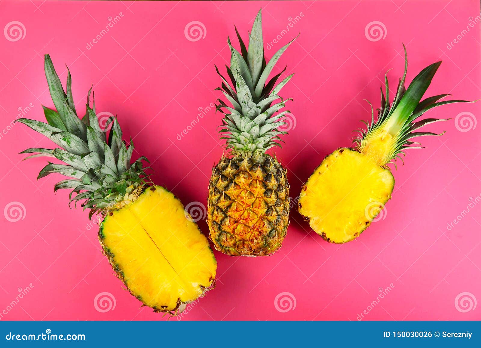 Fresh Ripe Pineapples on Color Background Stock Photo - Image of snack ...