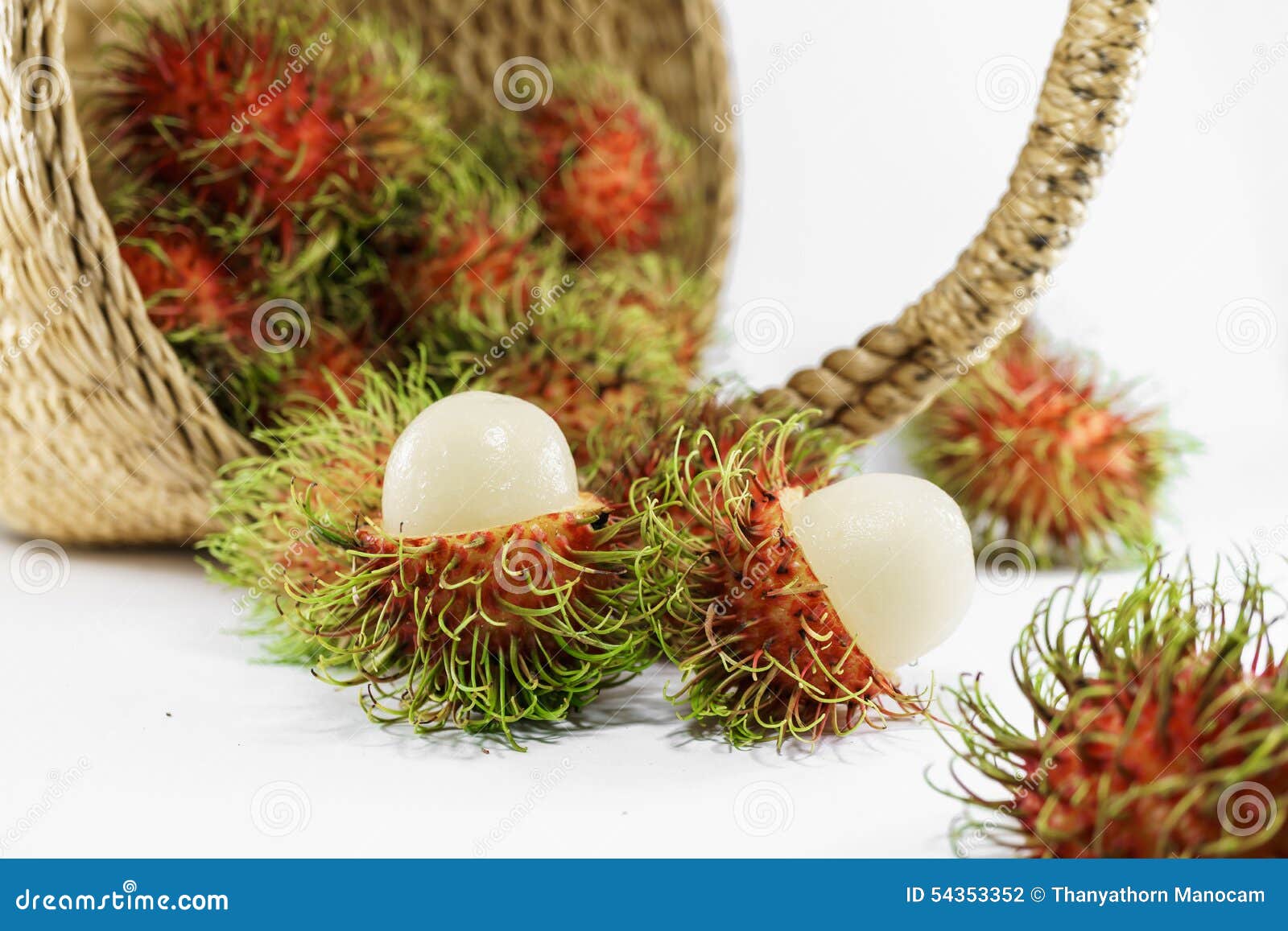 Fresh Ripe Rambutan in Basket Stock Photo - Image of juicy, agriculture ...