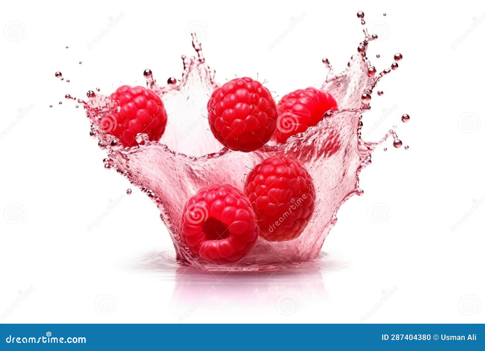 Fresh Ripe Raspberry with Raspberry Juice Splash Isolated on ...