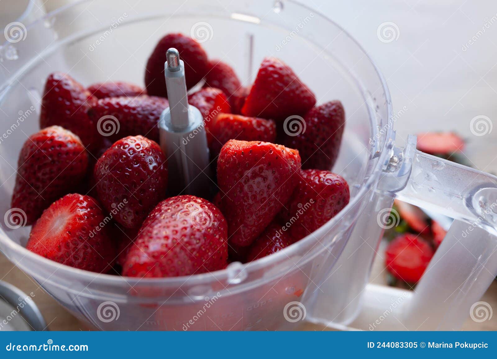 Fresh, Ripe Strawberries in Blender Container, Washed Stock Image ...