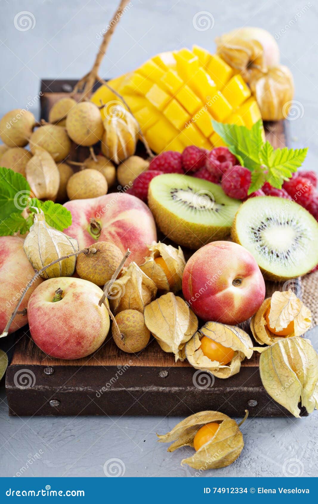 Fresh and Ripe Tropical Fruit Board Stock Photo - Image of pink, macro ...