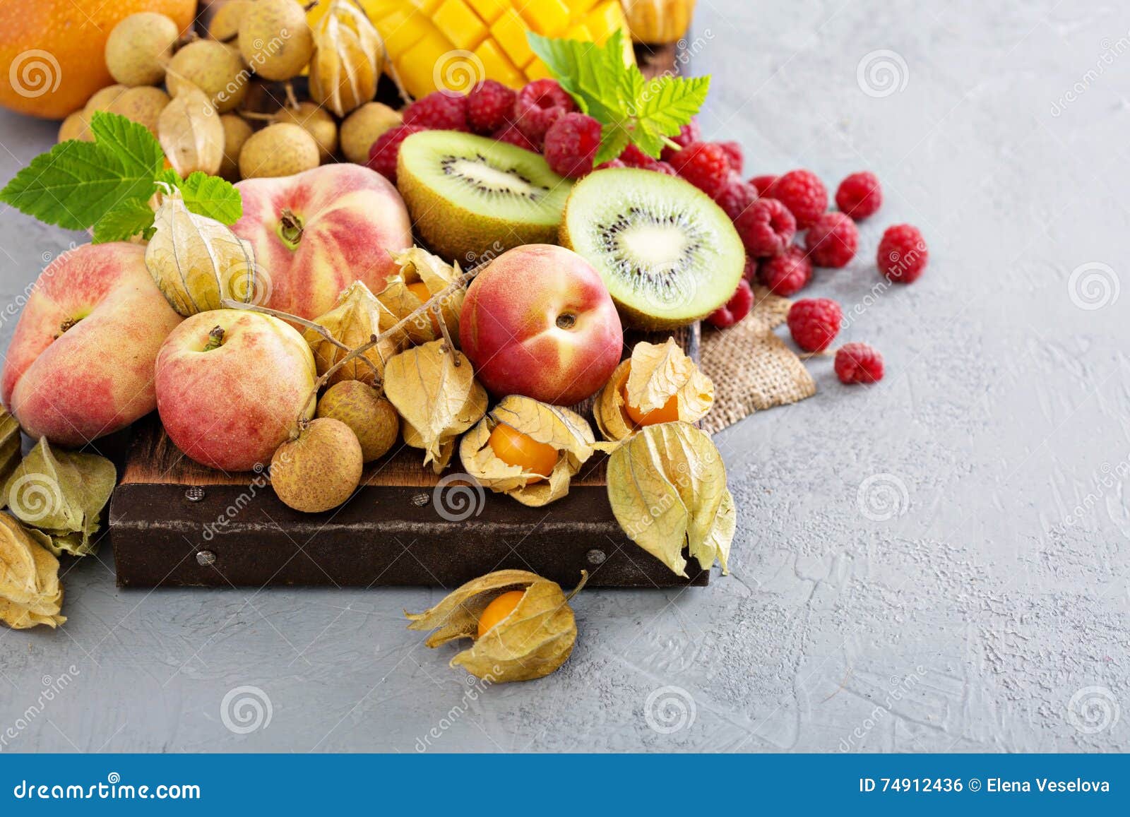 Fresh and Ripe Tropical Fruit Board Stock Photo - Image of gooseberry ...