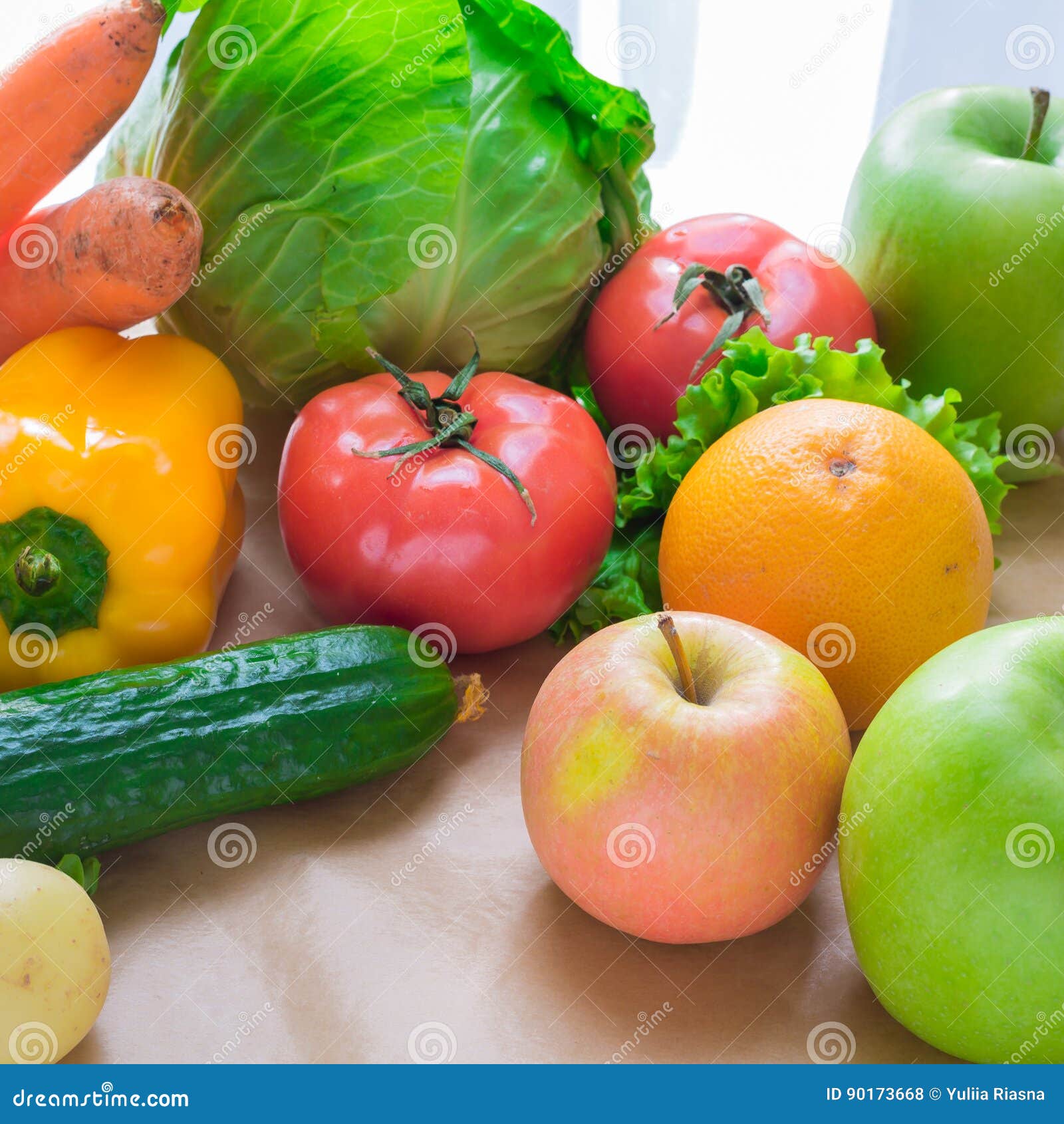 Fresh and Ripe Vegetables and Fruits on the Table. Stock Photo - Image ...