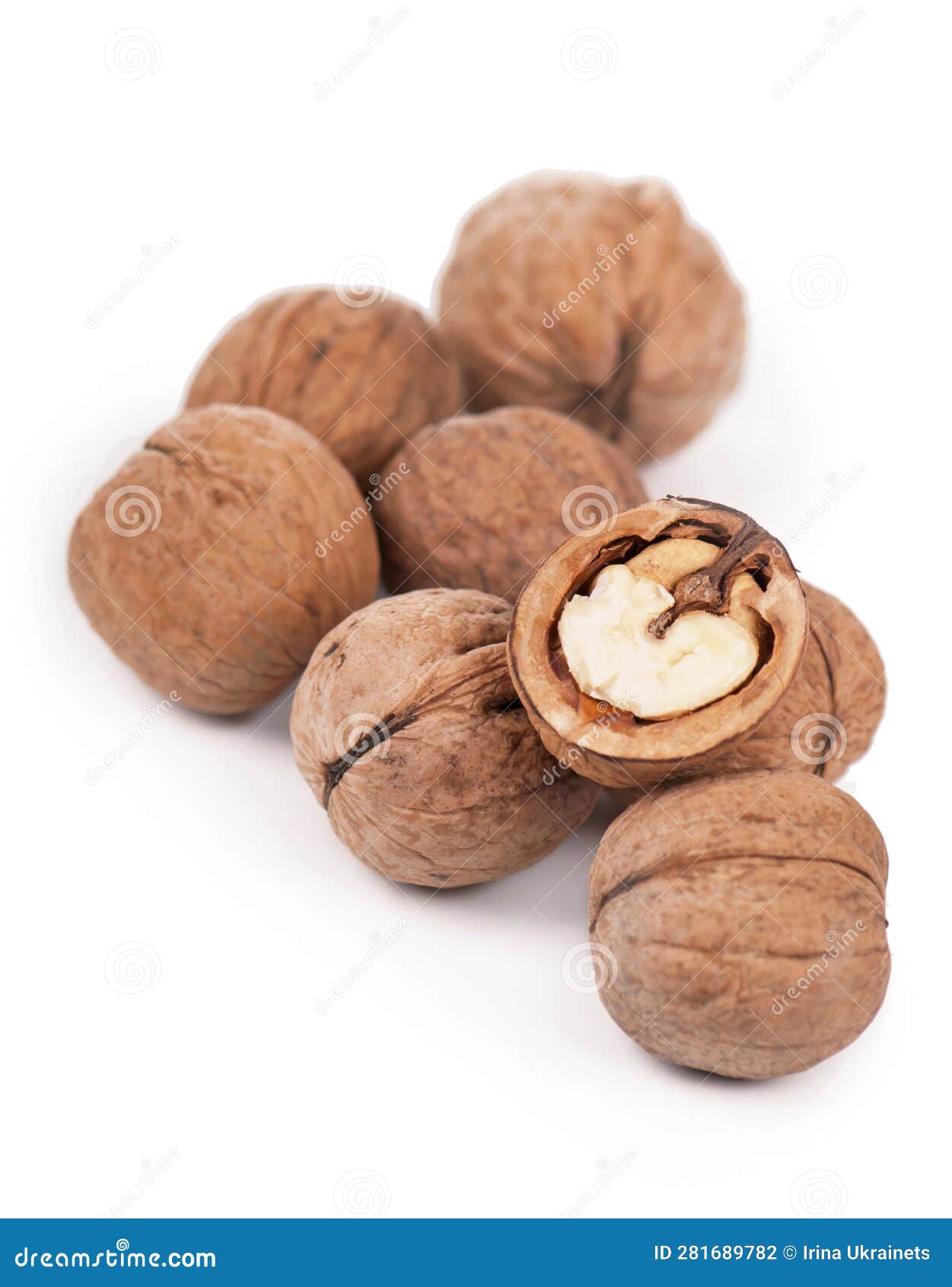 . Fresh Ripe Walnut with Dried Leaves Isolated on a White Background ...