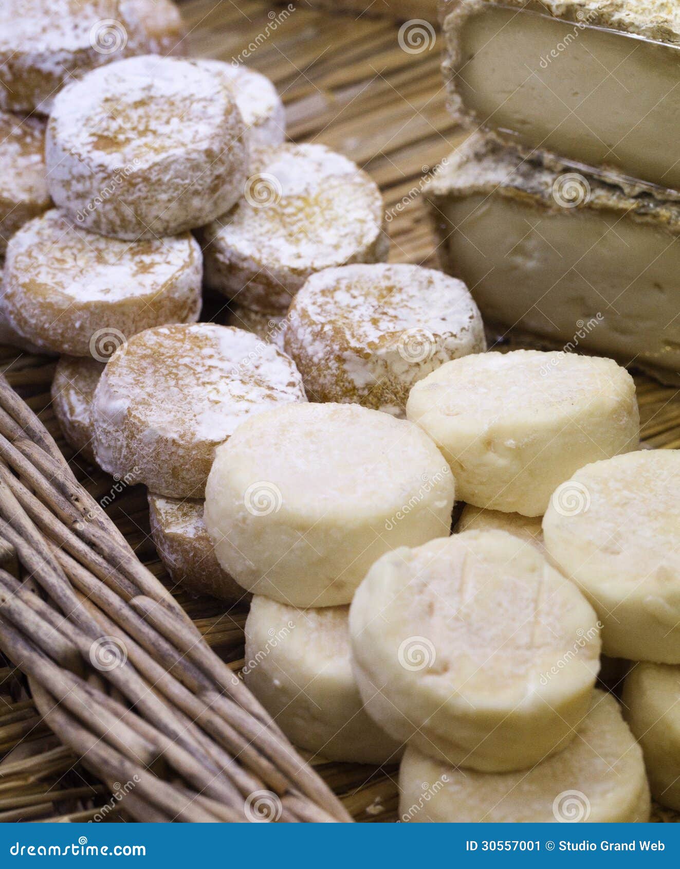 Goat Cheeses Crottin De Chavignol. Soft French Cheese With Ash, Goat ...