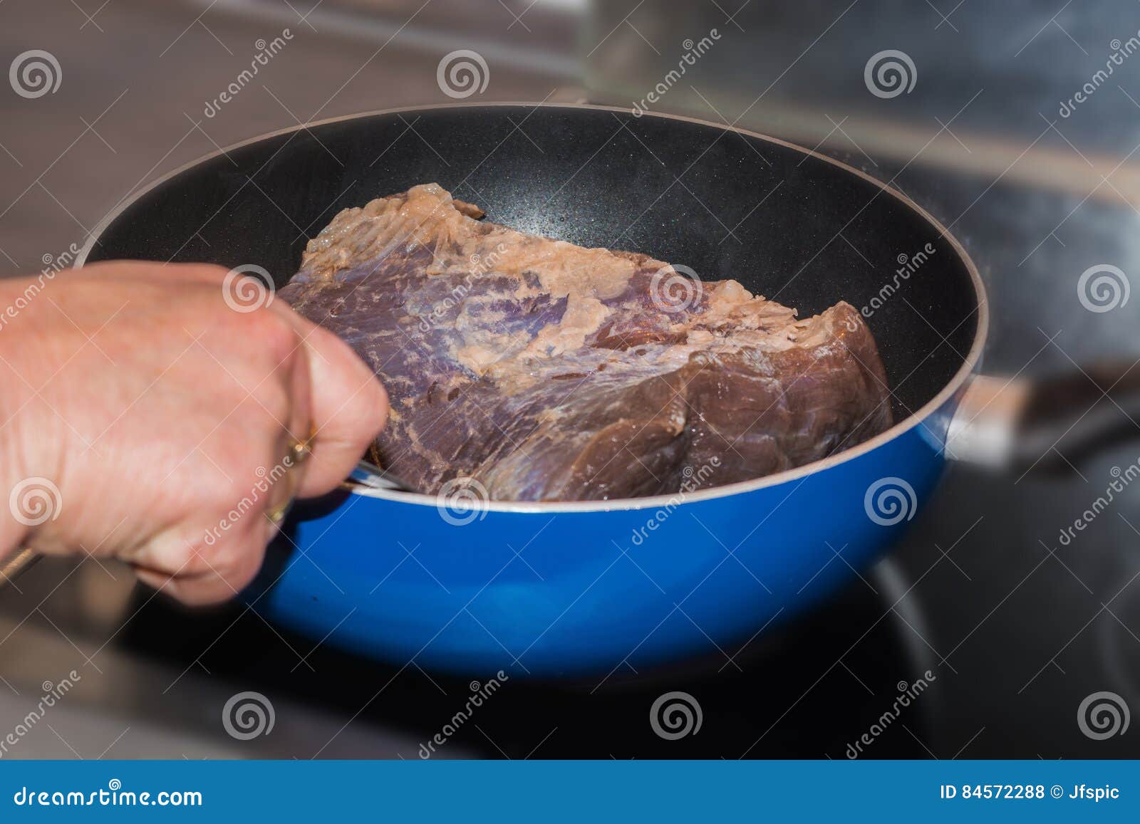 Fresh Roast Beef in a Frying Pan Stock Photo - Image of juice, culture ...