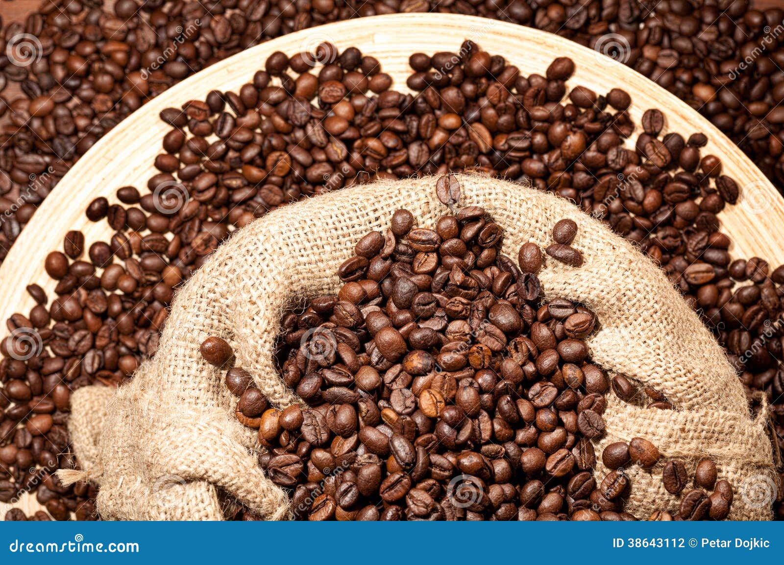 Fresh roasted coffee Beans stock photo. Image of canvas - 38643112