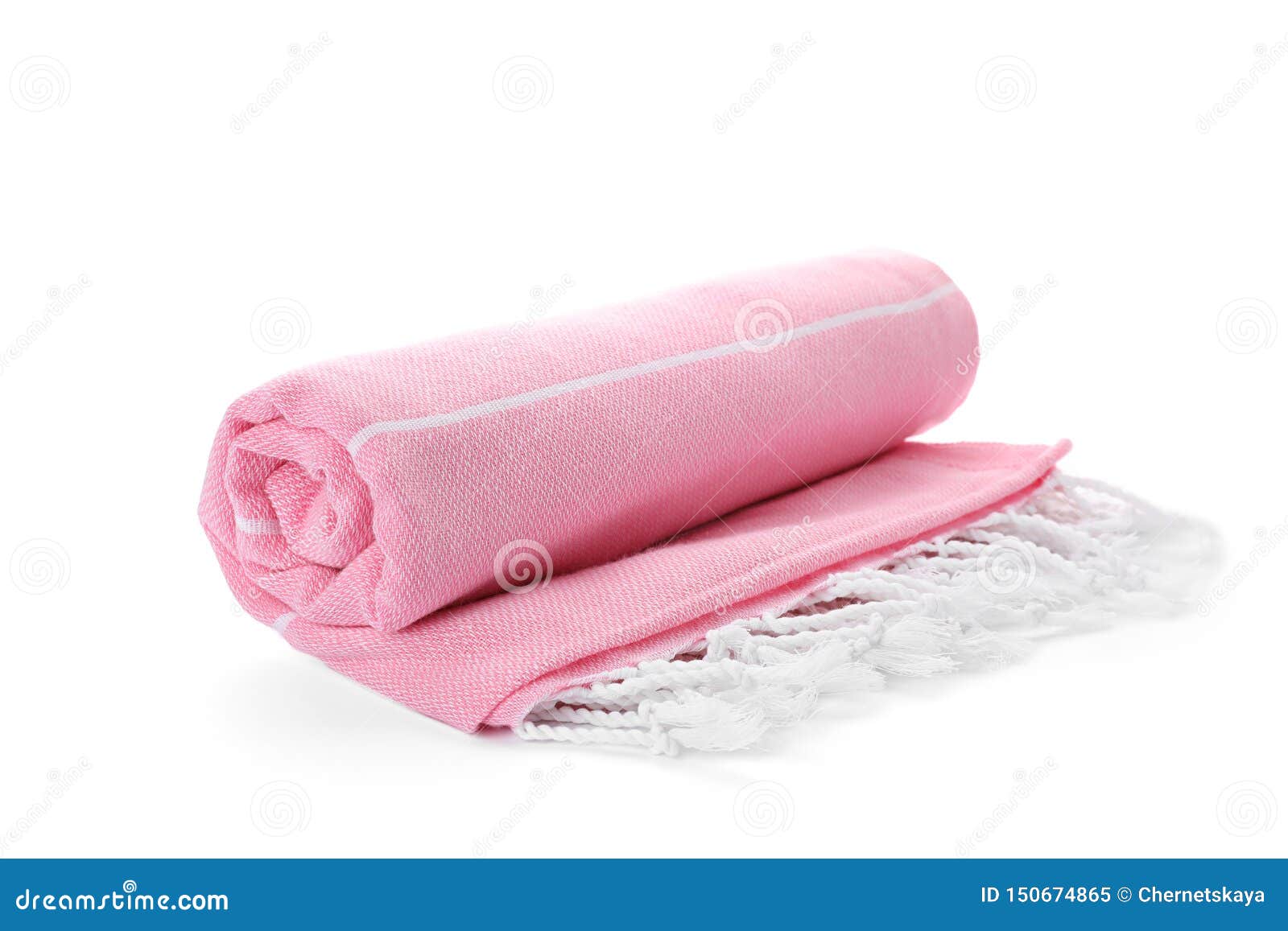 Fresh Rolled Towel on White. Beach Accessories Stock Image - Image of ...