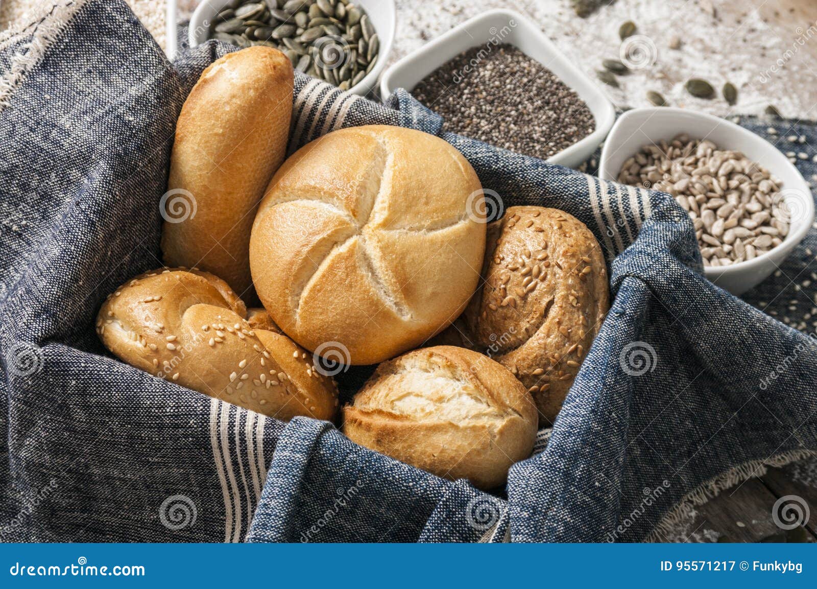 Fresh Rolls and Freshly Baked Poppy Seed Bread Stock Image - Image of ...