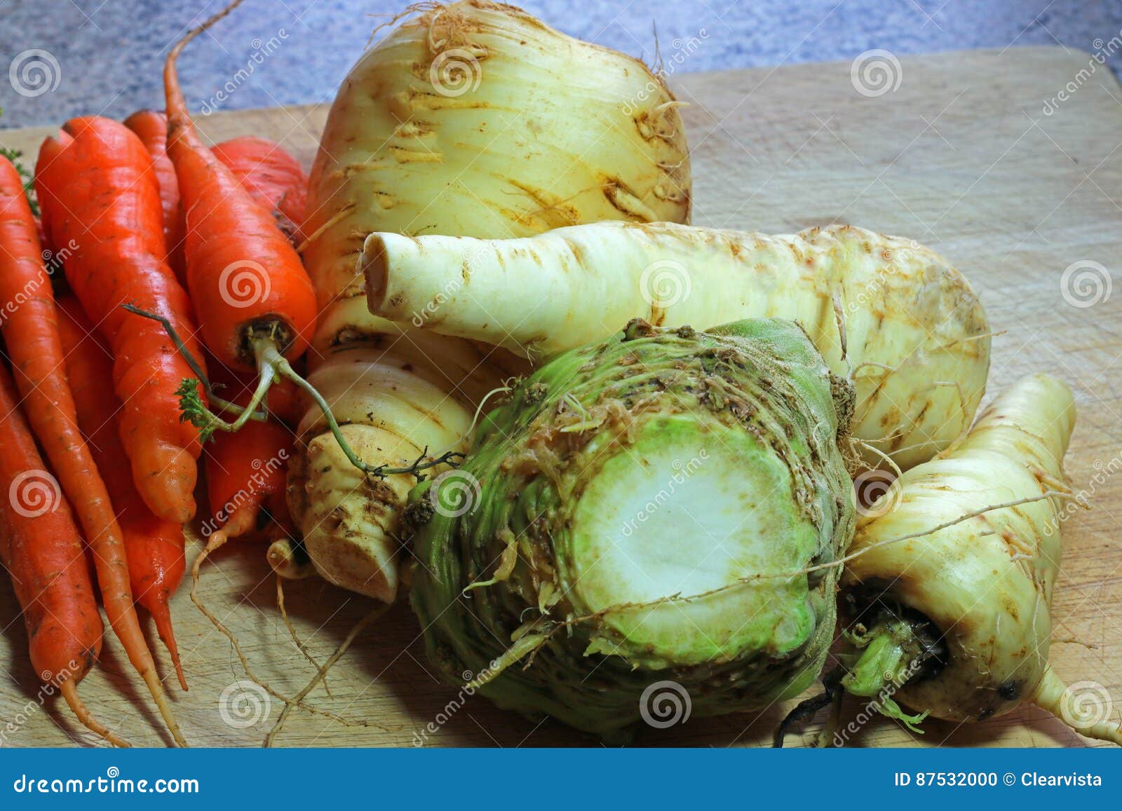 Fresh Root Crops. Parsnips, Celeriac and Carrots. Stock Photo - Image ...