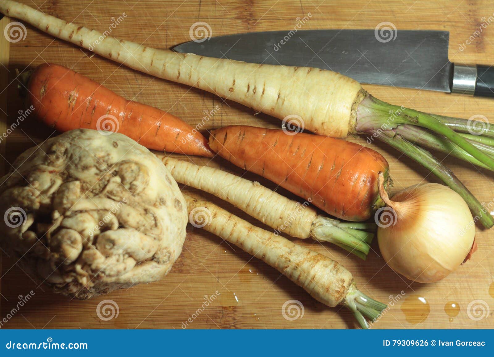Fresh roots stock photo. Image of cuisine, knife, cutting - 79309626
