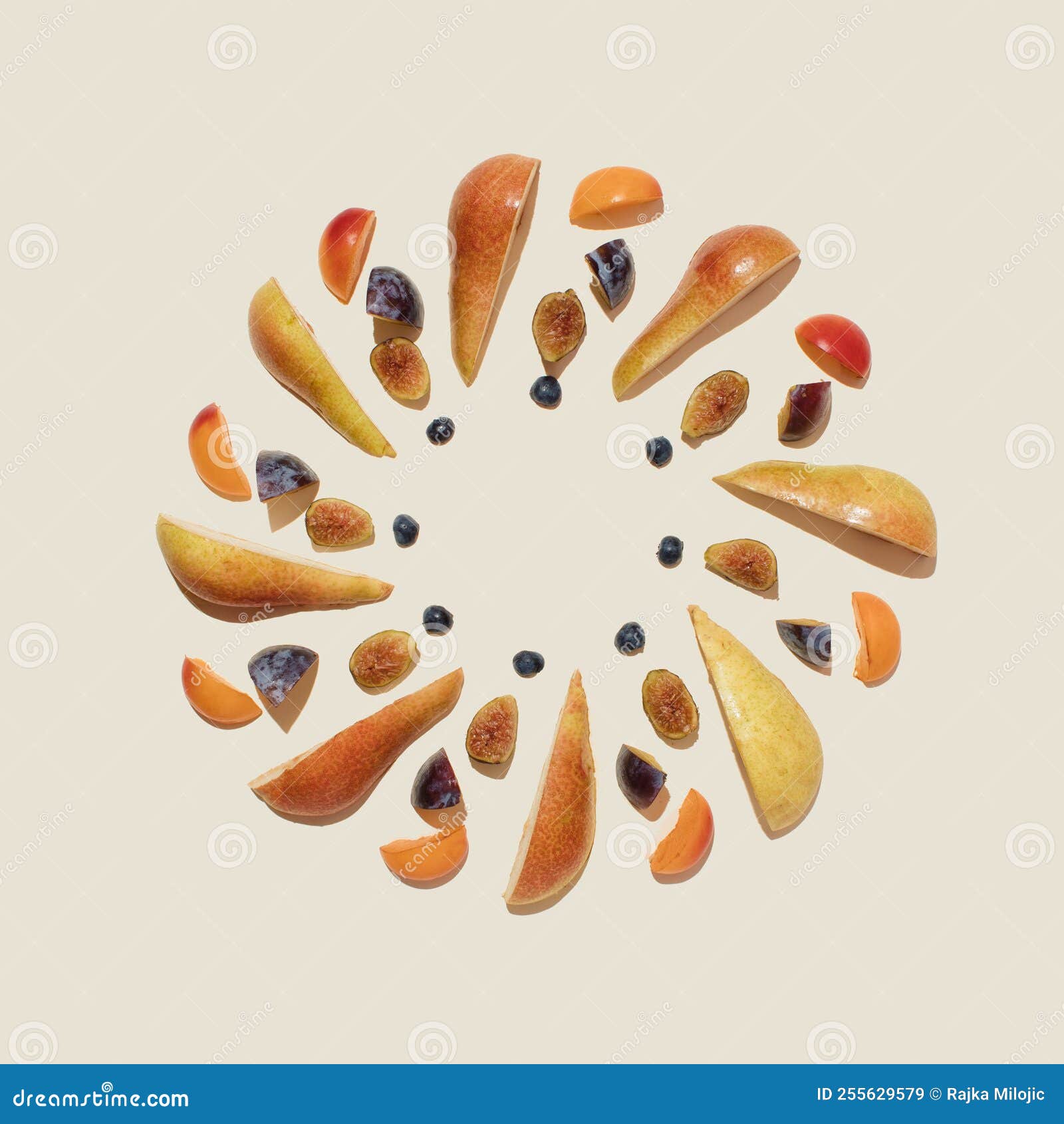 Fresh Round Frame Made of Slice and Piece Summer Fruits. Flat Lay ...