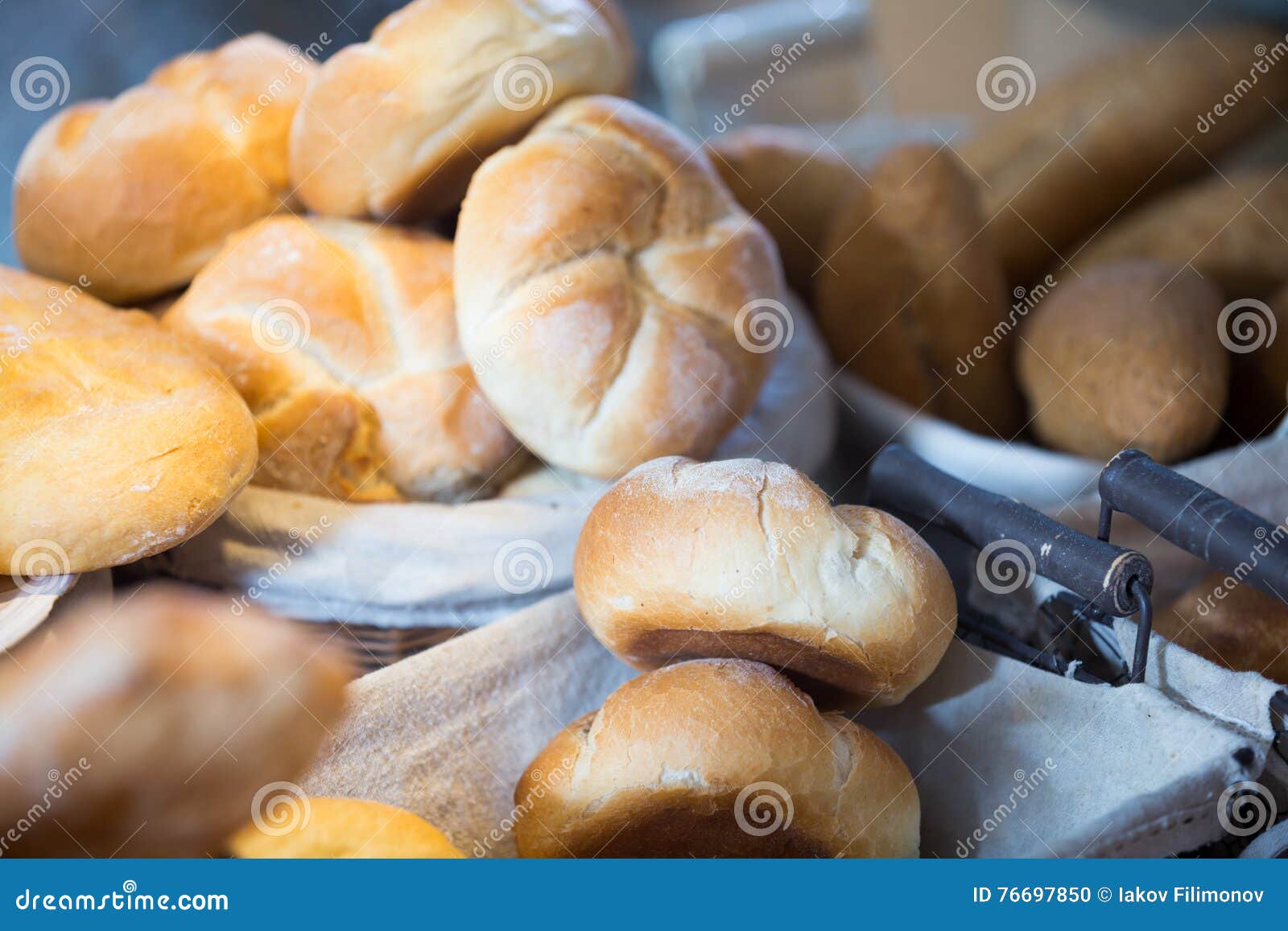 Fresh Round Scones at Bakery Display Stock Photo - Image of counter ...