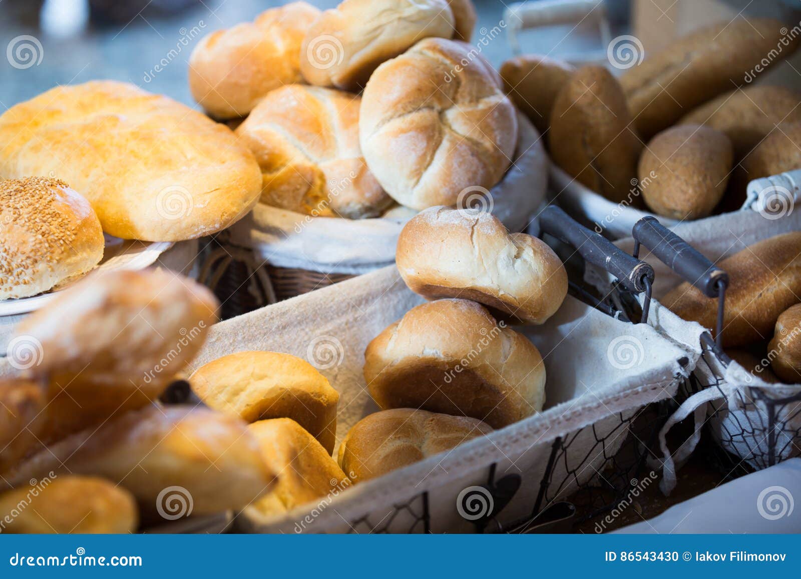 Fresh Round Scones at Bakery Display Stock Photo - Image of case ...