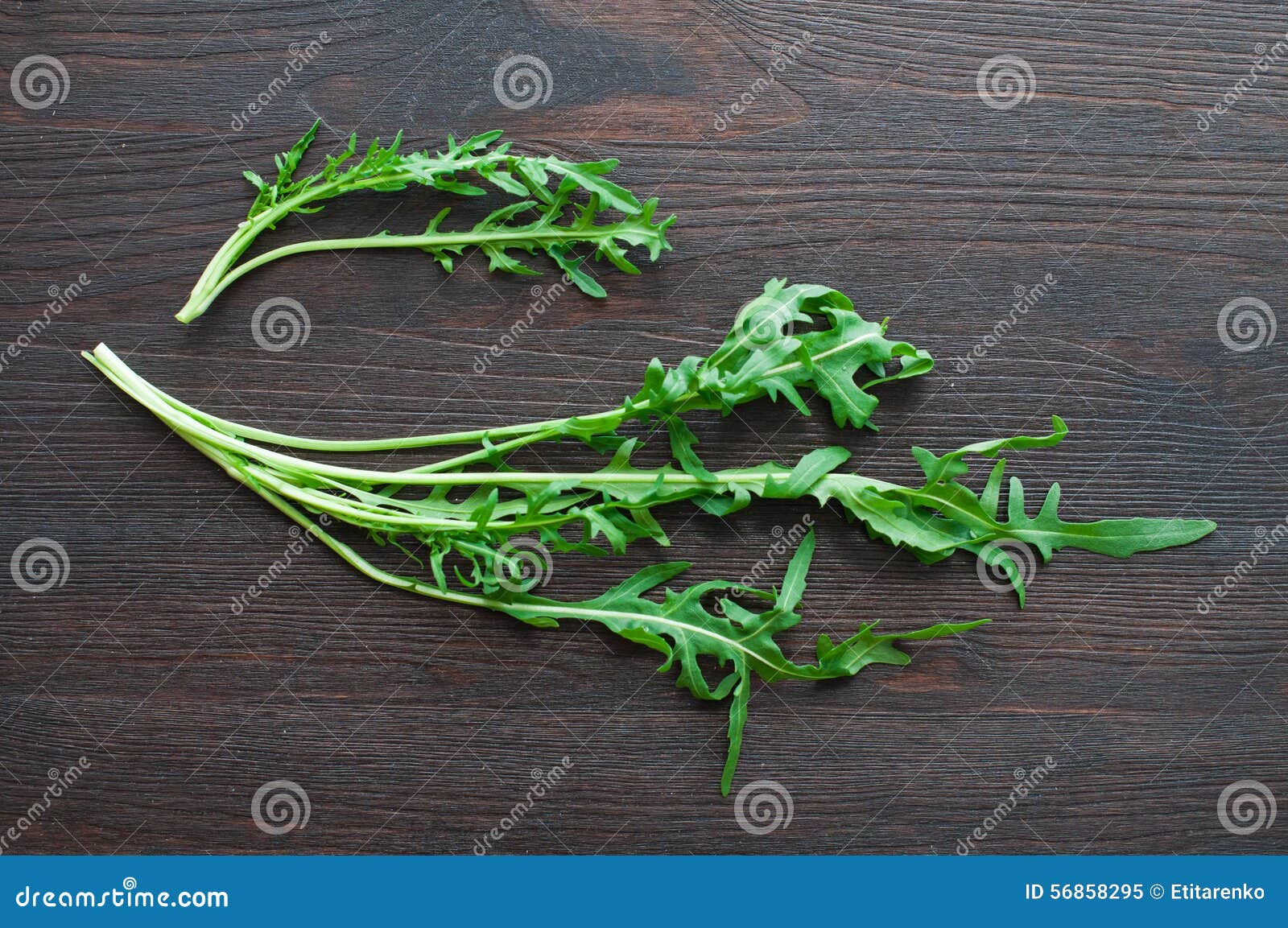 Fresh Ruccola Leaves on the Wooden Background Stock Image - Image of ...