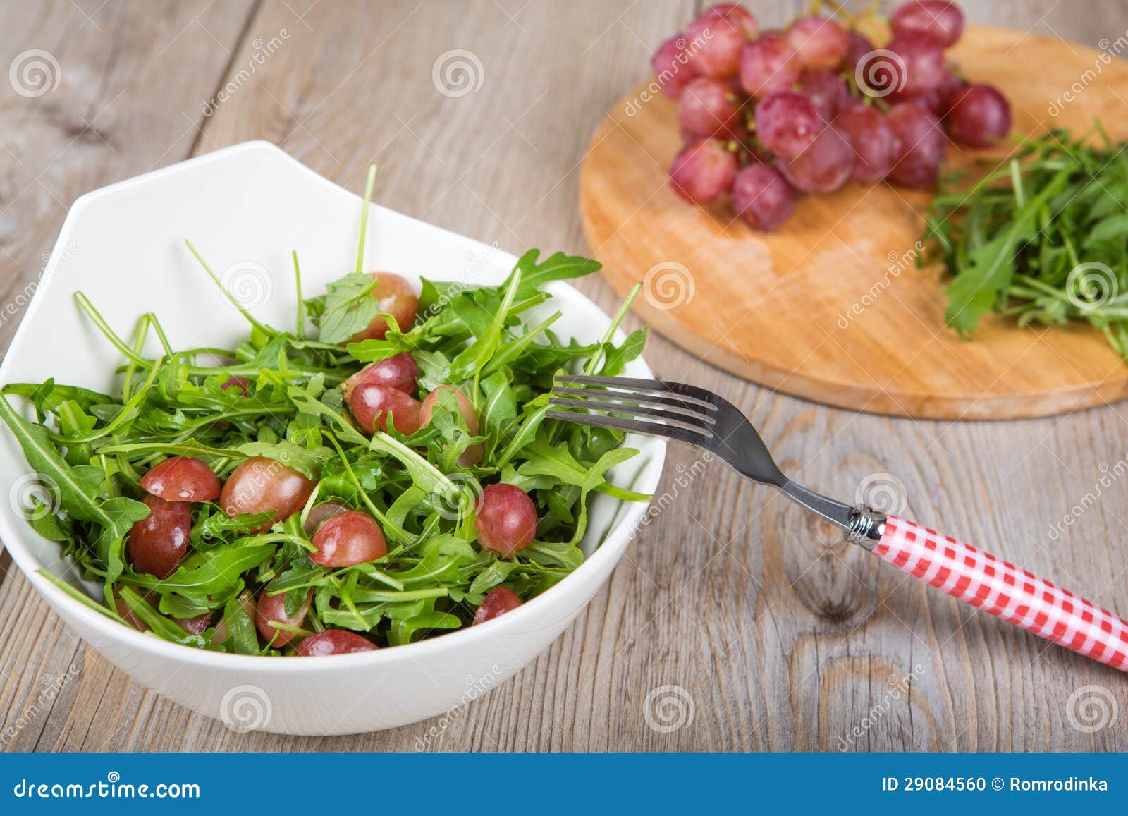 Fresh Rucola Salad with Red Grapes Stock Photo - Image of healthy ...