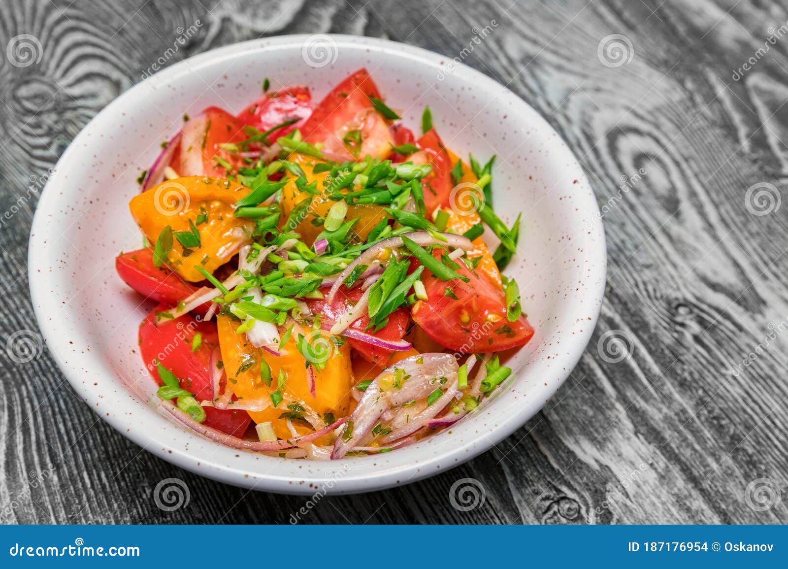 Fresh Rustic Vegetable Salad on Rustic Background Stock Photo - Image ...