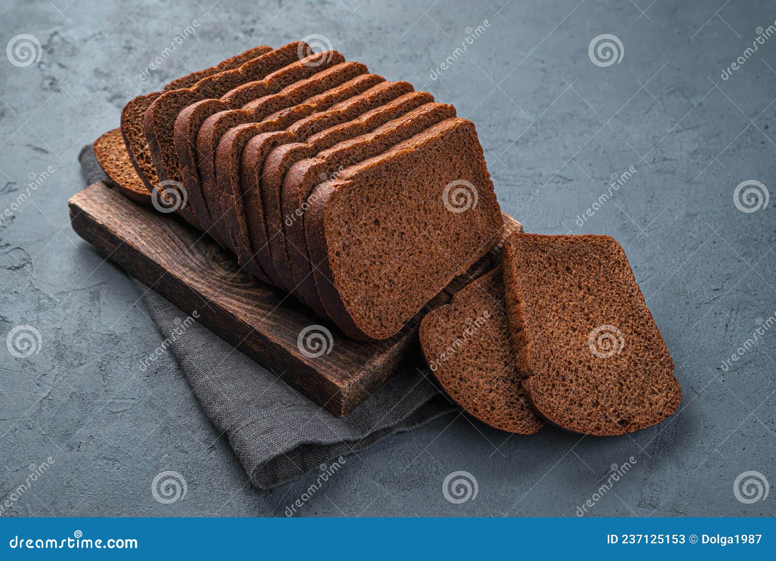 Fresh, Rye Bread Cut into Pieces on a Graphite Background. Stock Image ...