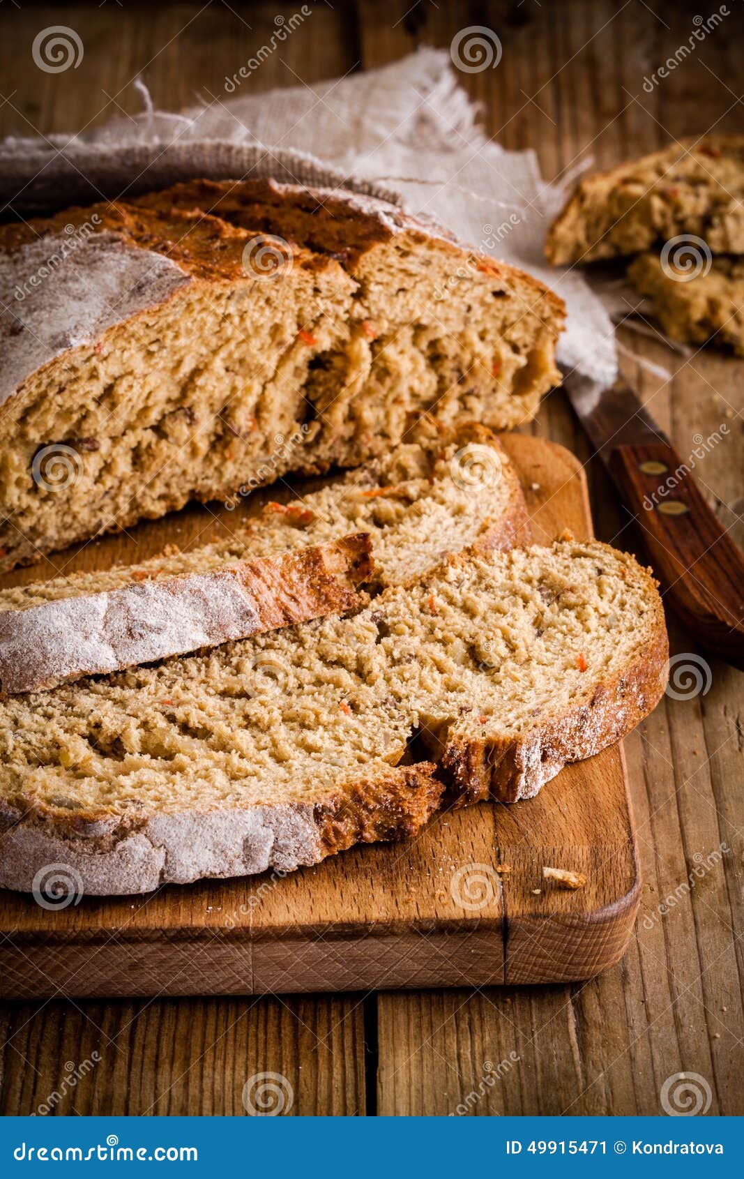 Fresh Rye Bread with Slices Stock Image - Image of homemade, dinner ...