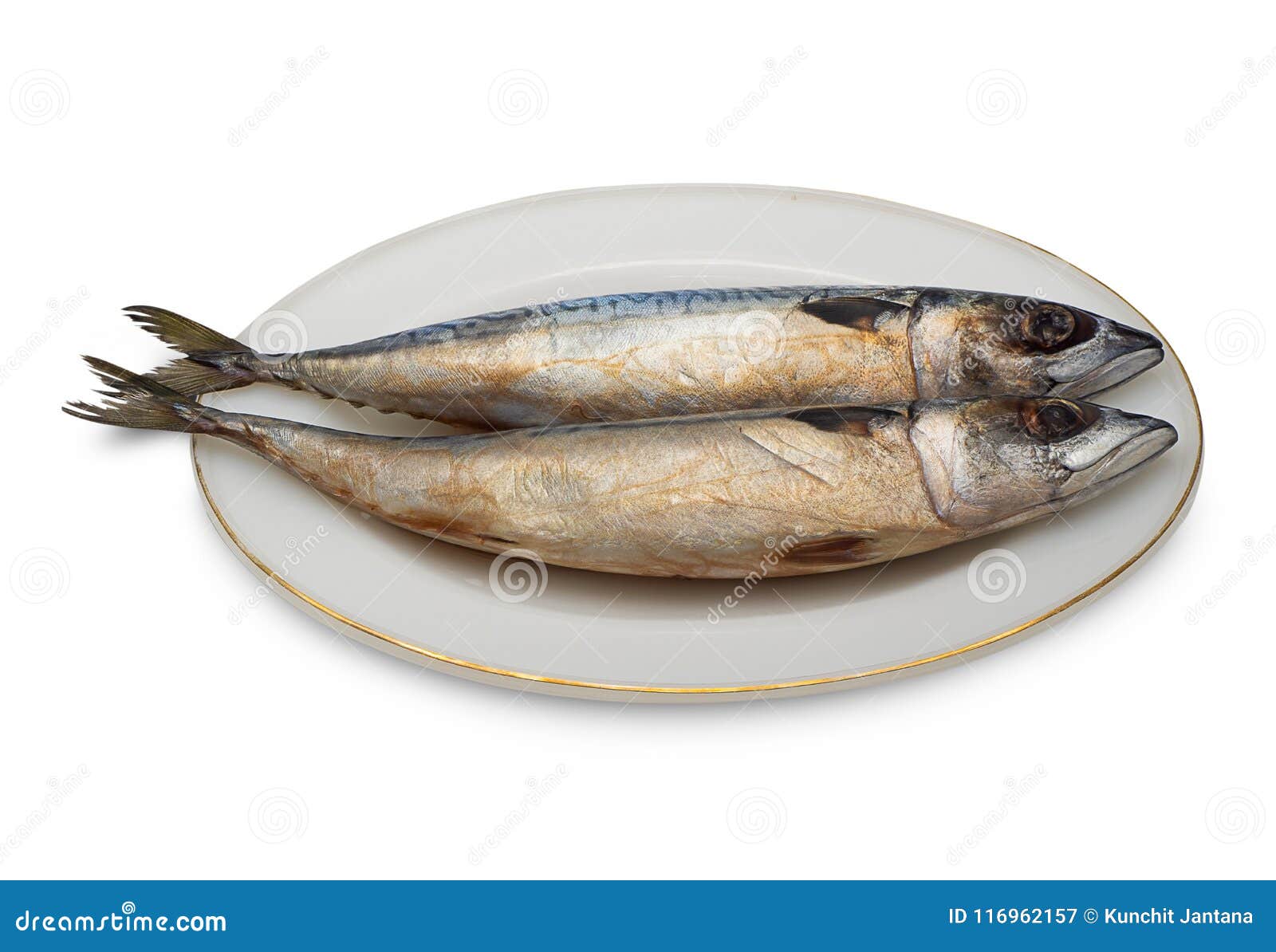 Fresh Saba Fish Mackerel Isolated On White Background. File Contains A ...