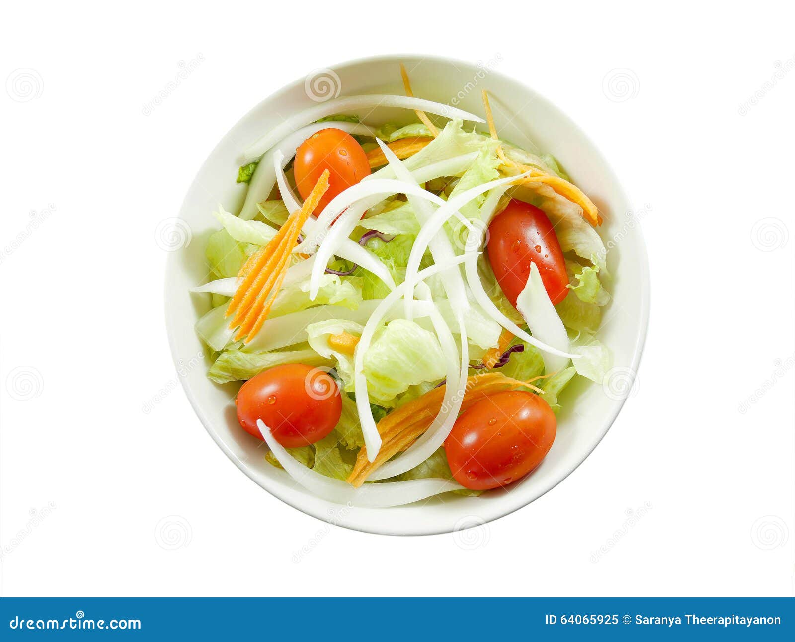 Fresh Salad in Bowl. Top View. (with Clipping Path) Stock Image - Image ...