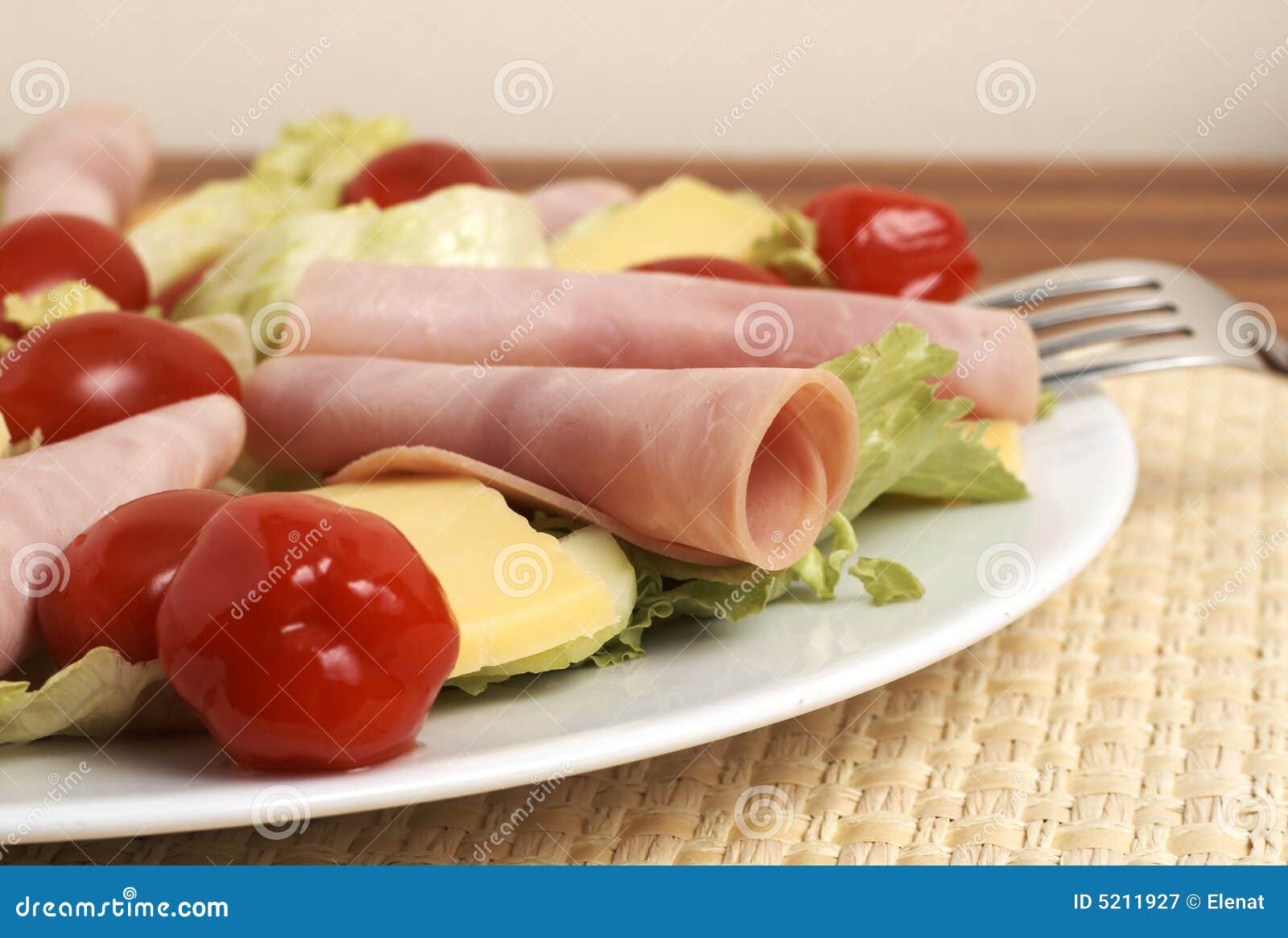 Fresh Salad with Cold Meat, Greens and Peppers Stock Image - Image of ...