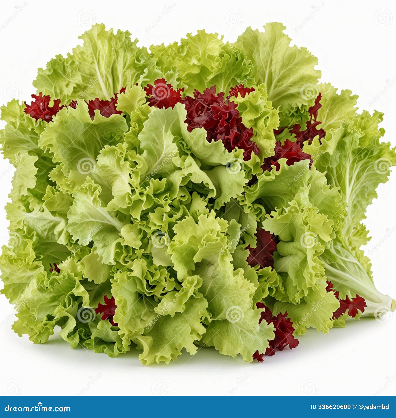 Fresh Salad Lettuce and Batavia, Isolated on White Background Stock ...