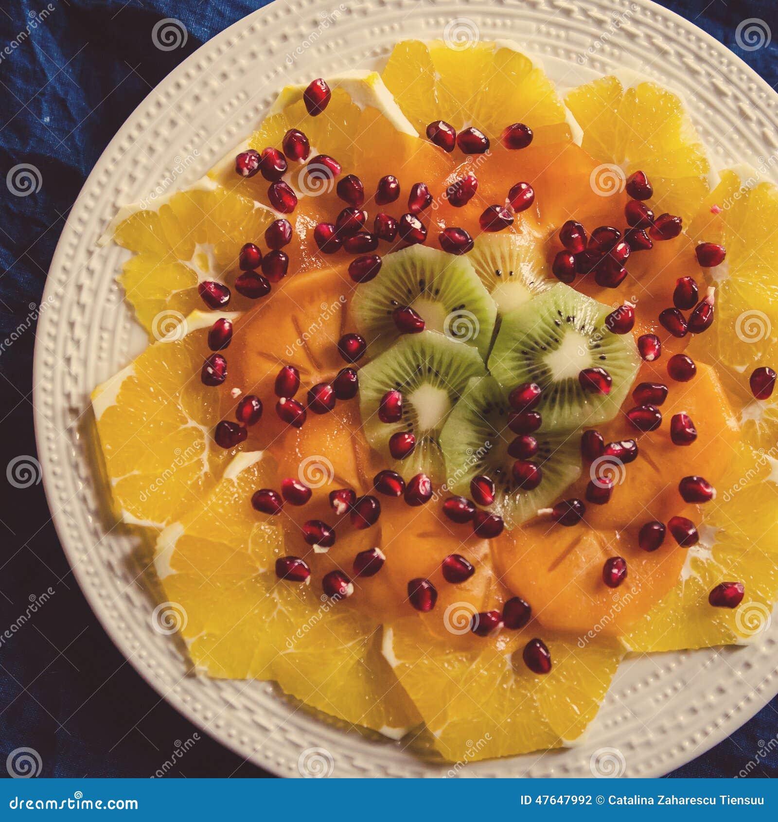 Fresh salad made of fruits stock photo. Image of pomegranate - 47647992