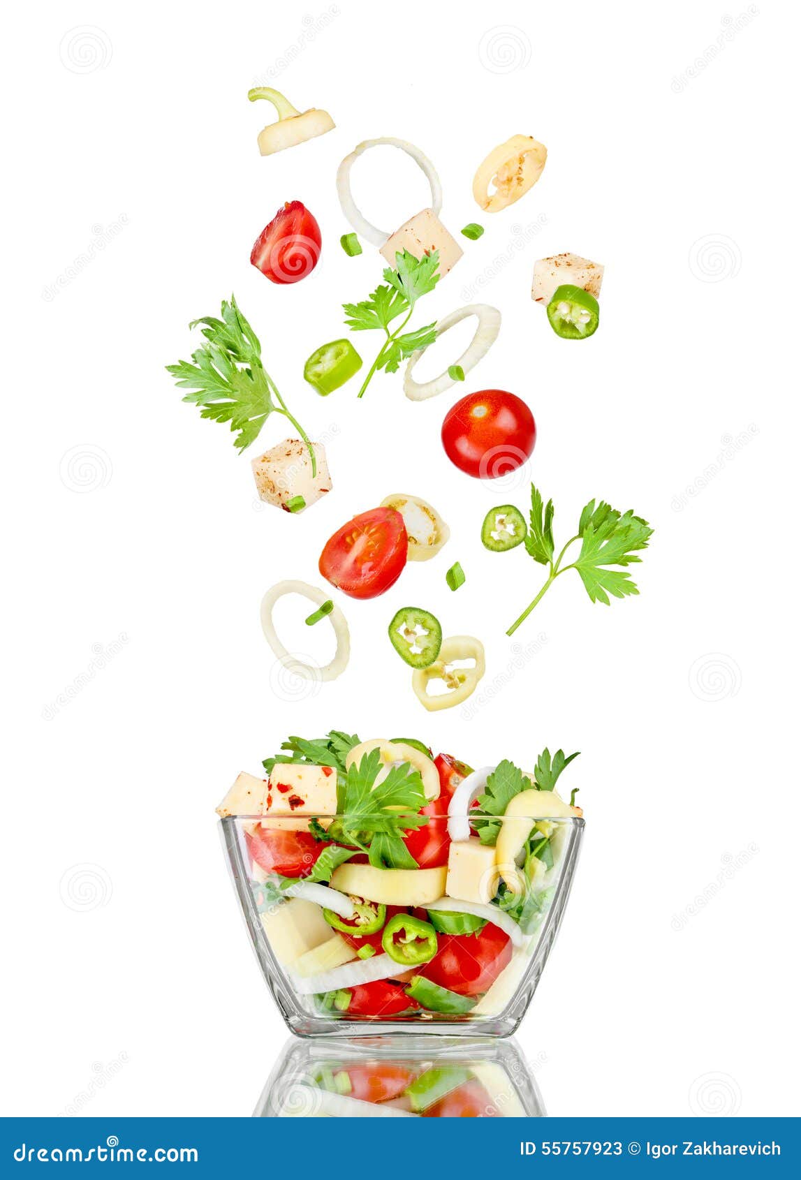 Fresh Salad. Mixed Falling Vegetables Stock Image - Image of freshness ...