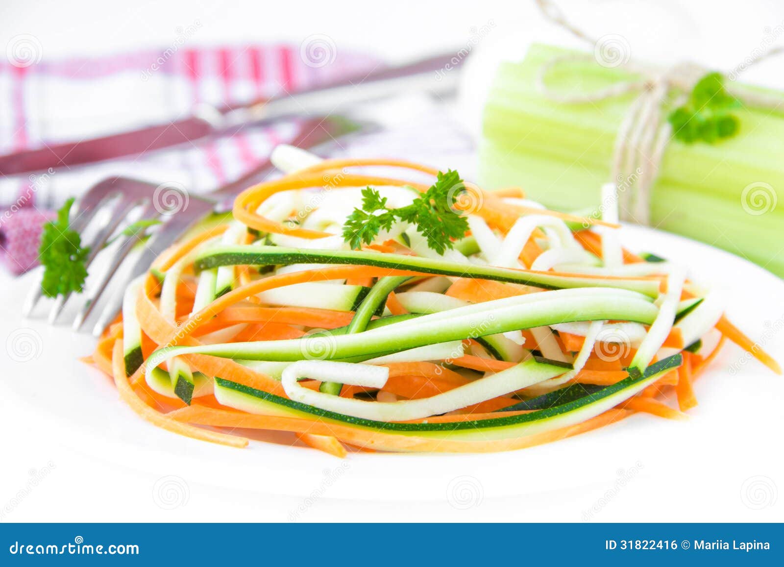 Fresh Salad of Sliced Thin Strips of Carrot and Zucchini As Snacks ...
