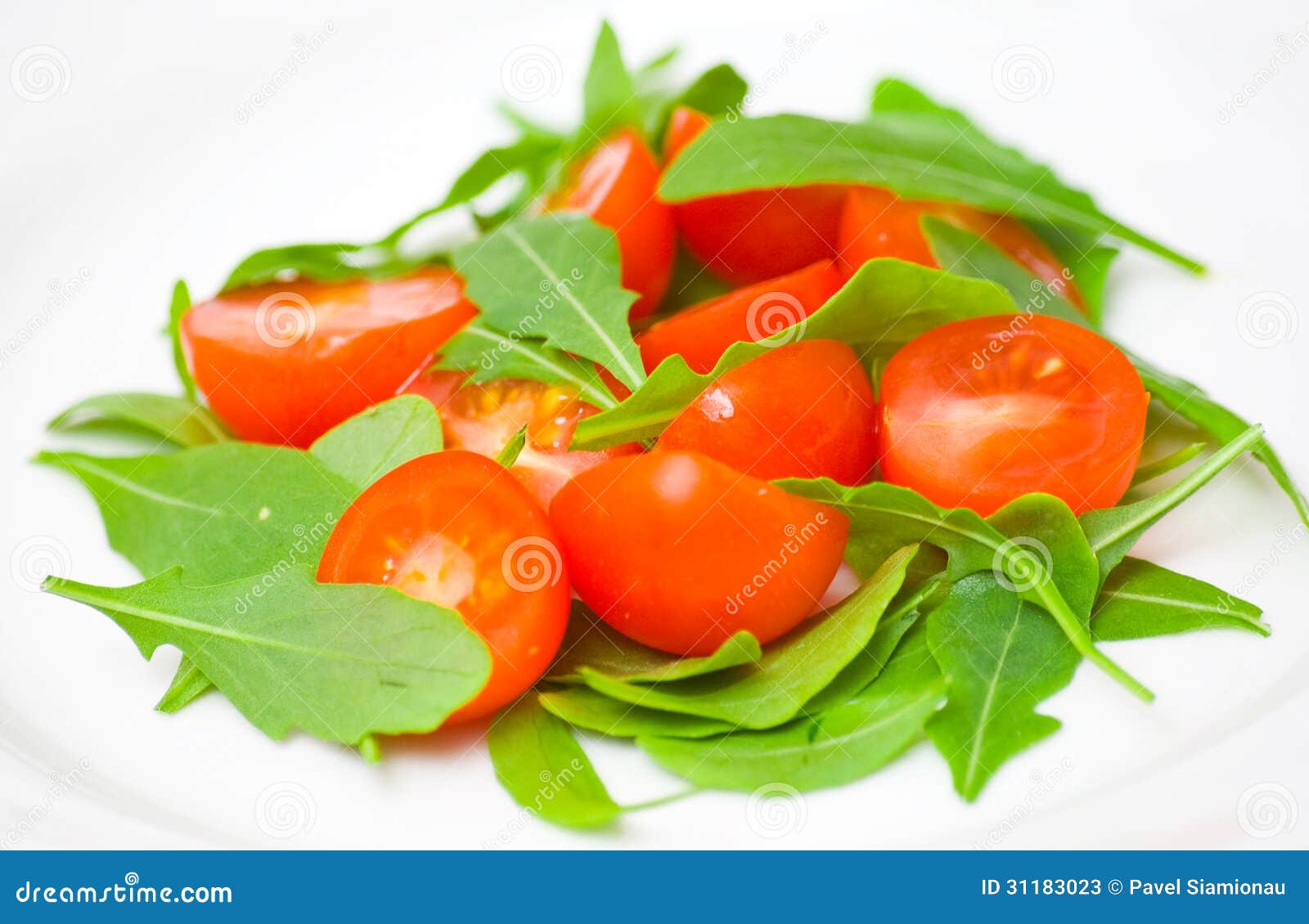 Fresh Salad with Tomatoes and Rucola Stock Image - Image of garnish ...