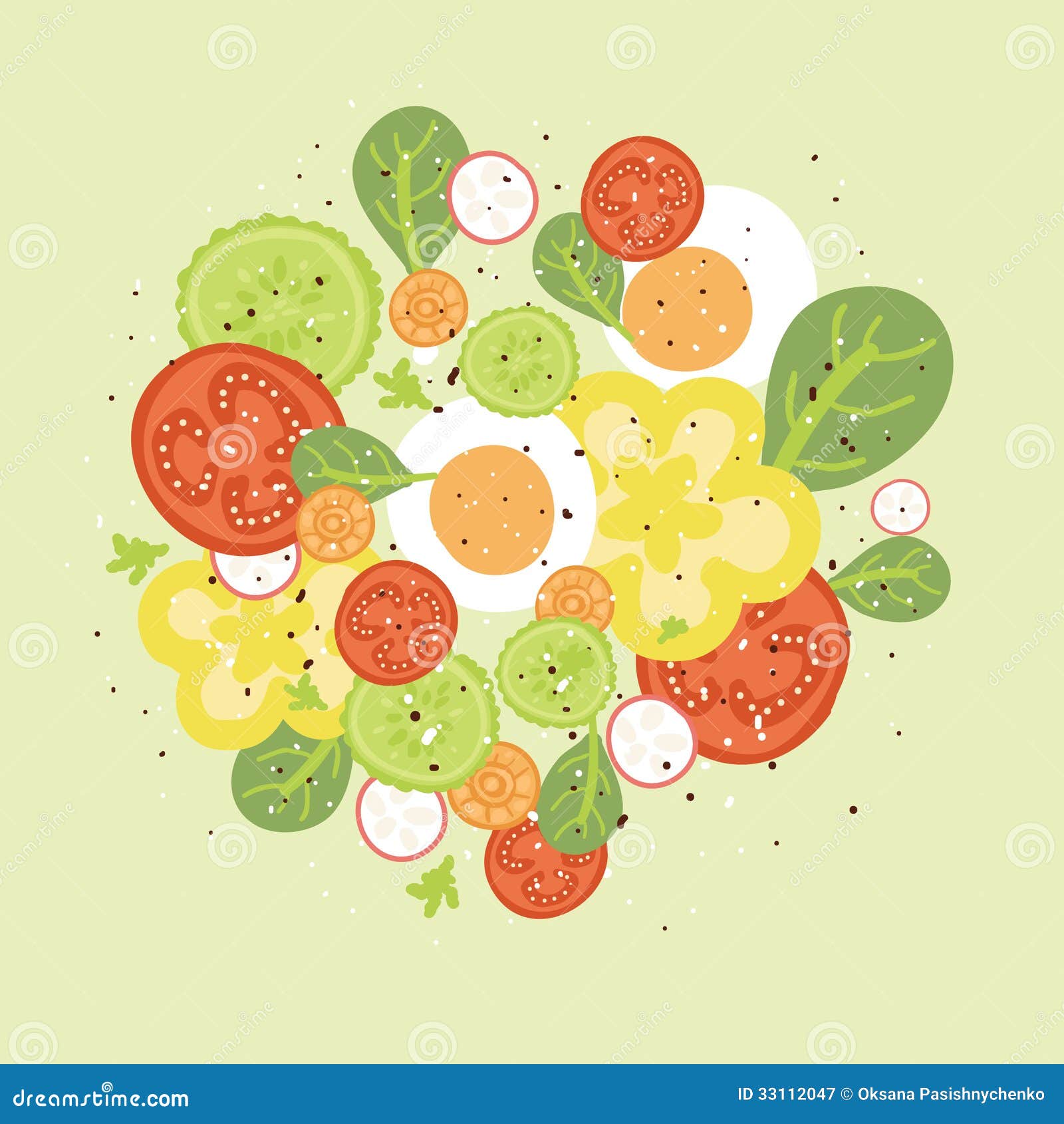 Fresh Salad Vector Illustration Stock Vector - Illustration of green ...
