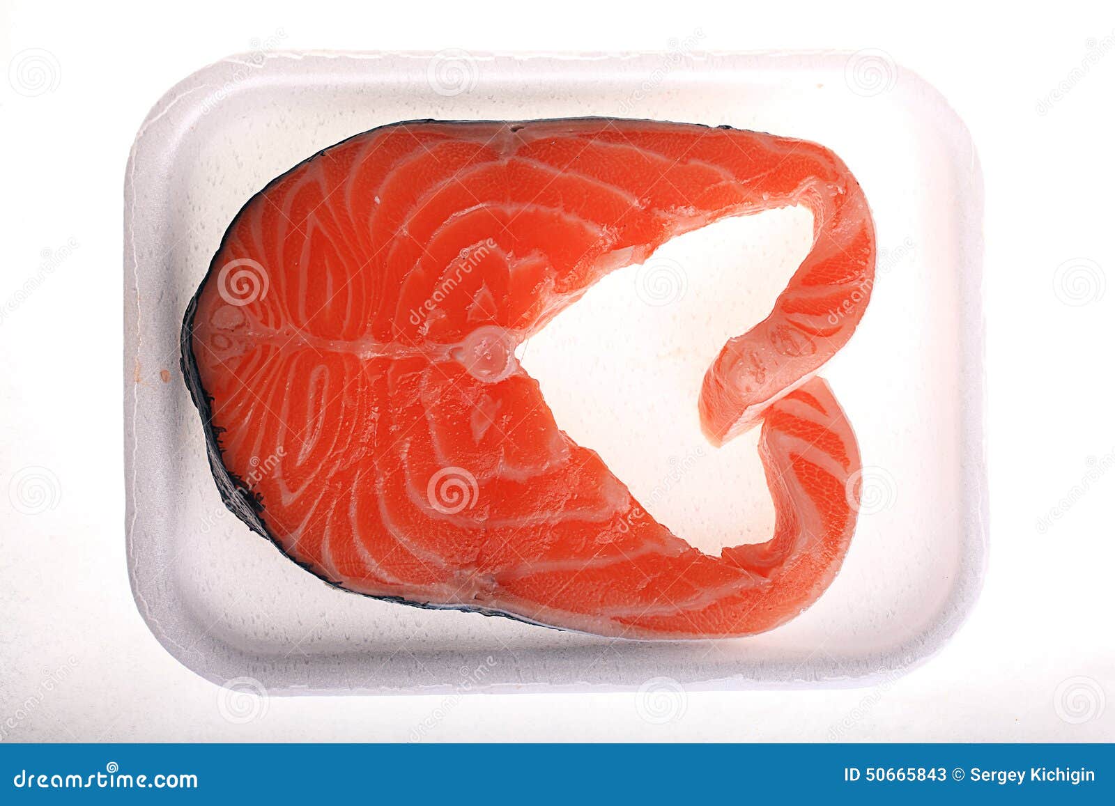 Fresh Salmon in the Box on a White Stock Image - Image of package ...