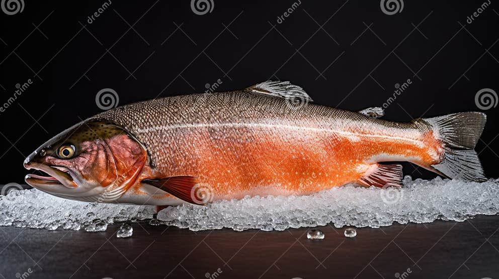 A Fresh Salmon Fish on Ice. Salmon Fish Stock Illustration ...