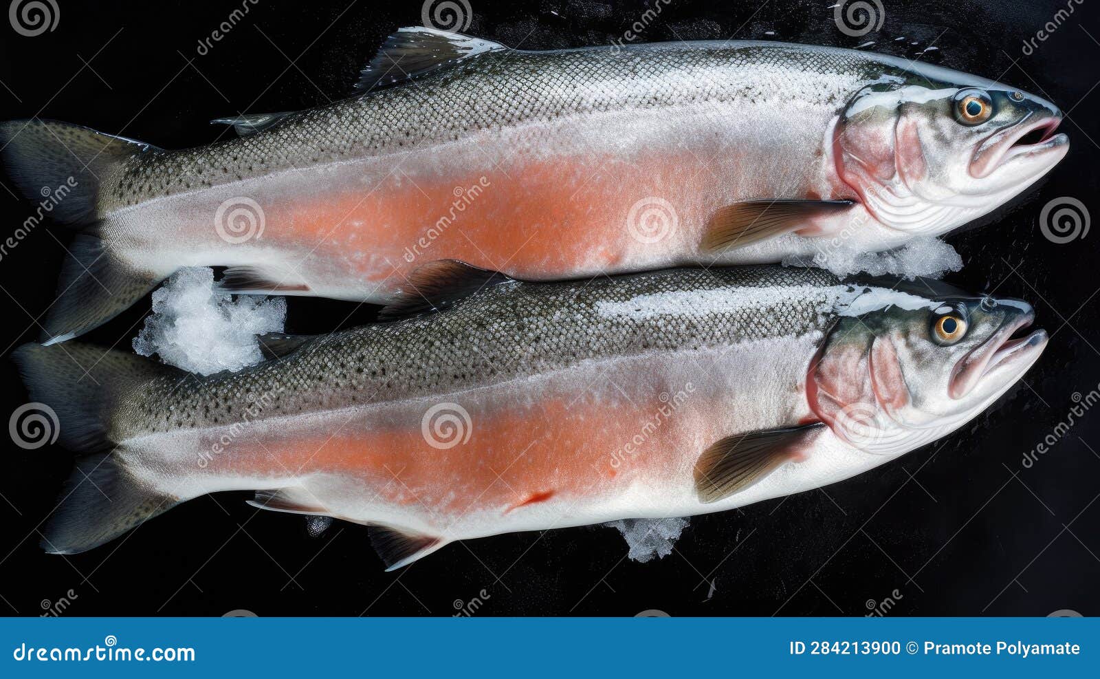 A Fresh Salmon Fish on Ice. Salmon Fish Stock Illustration ...