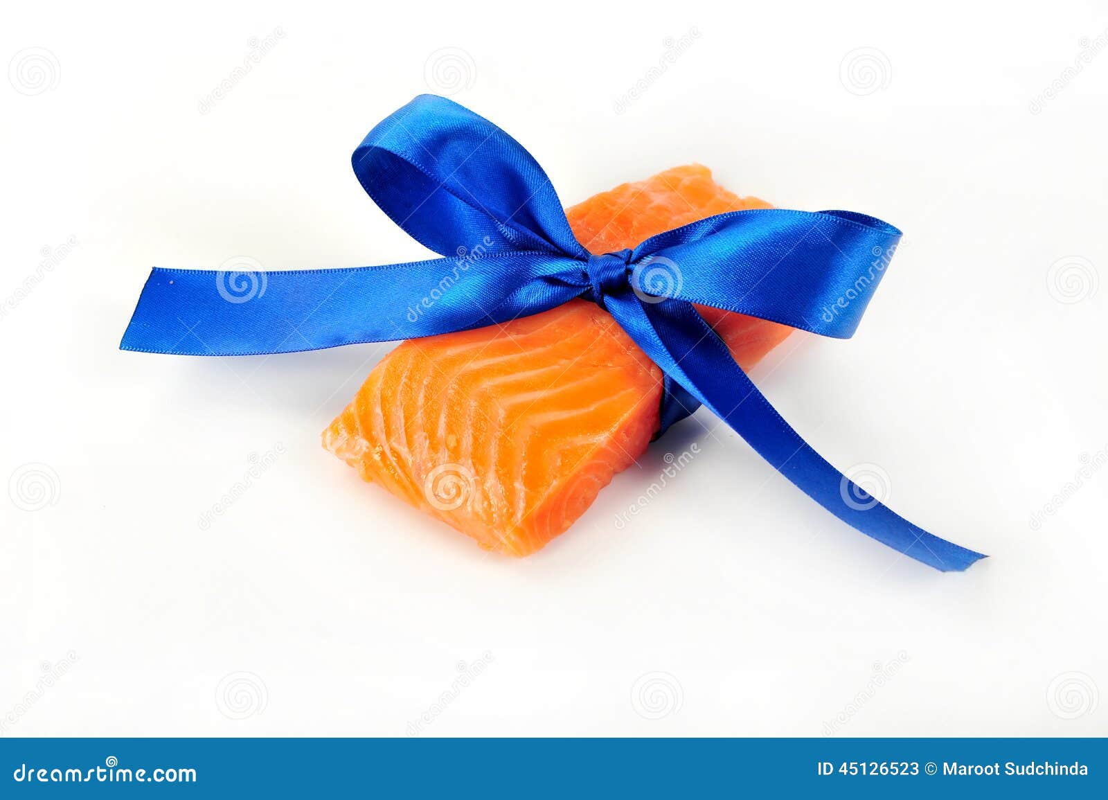 Fresh salmon and ribbon stock image. Image of fillet - 45126523