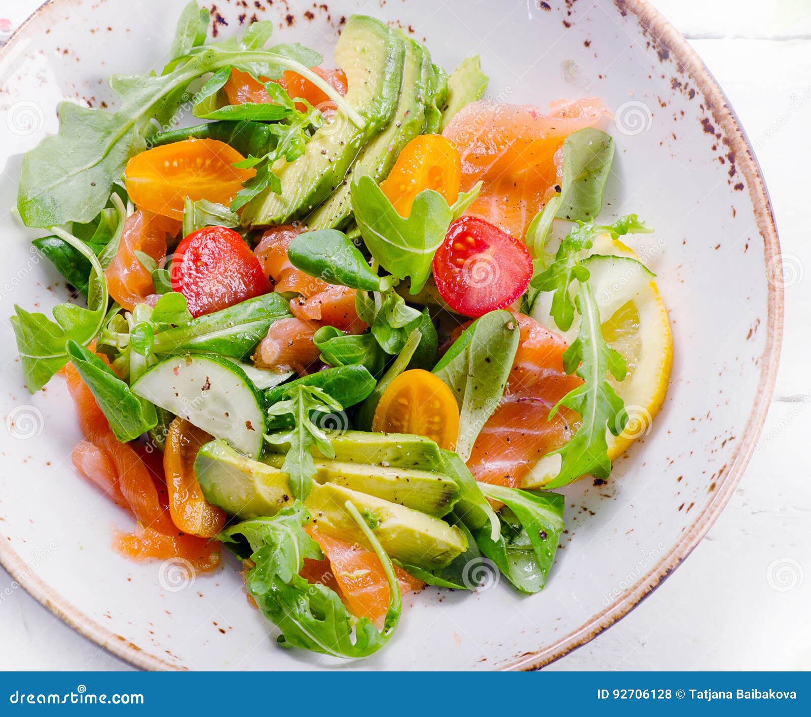 Fresh Salmon salad stock photo. Image of natural, delicious - 92706128