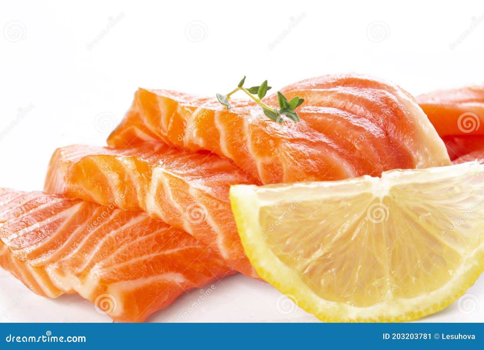 Fresh Salmon Sashimi Slices and Lemon Stock Image - Image of japanese ...