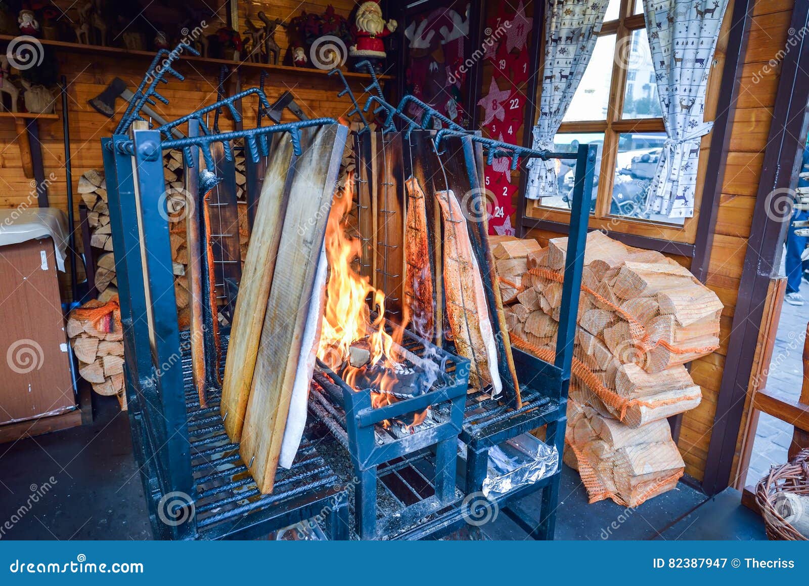 Fresh Salmon Smoked Over the Fire Stock Image - Image of protein ...