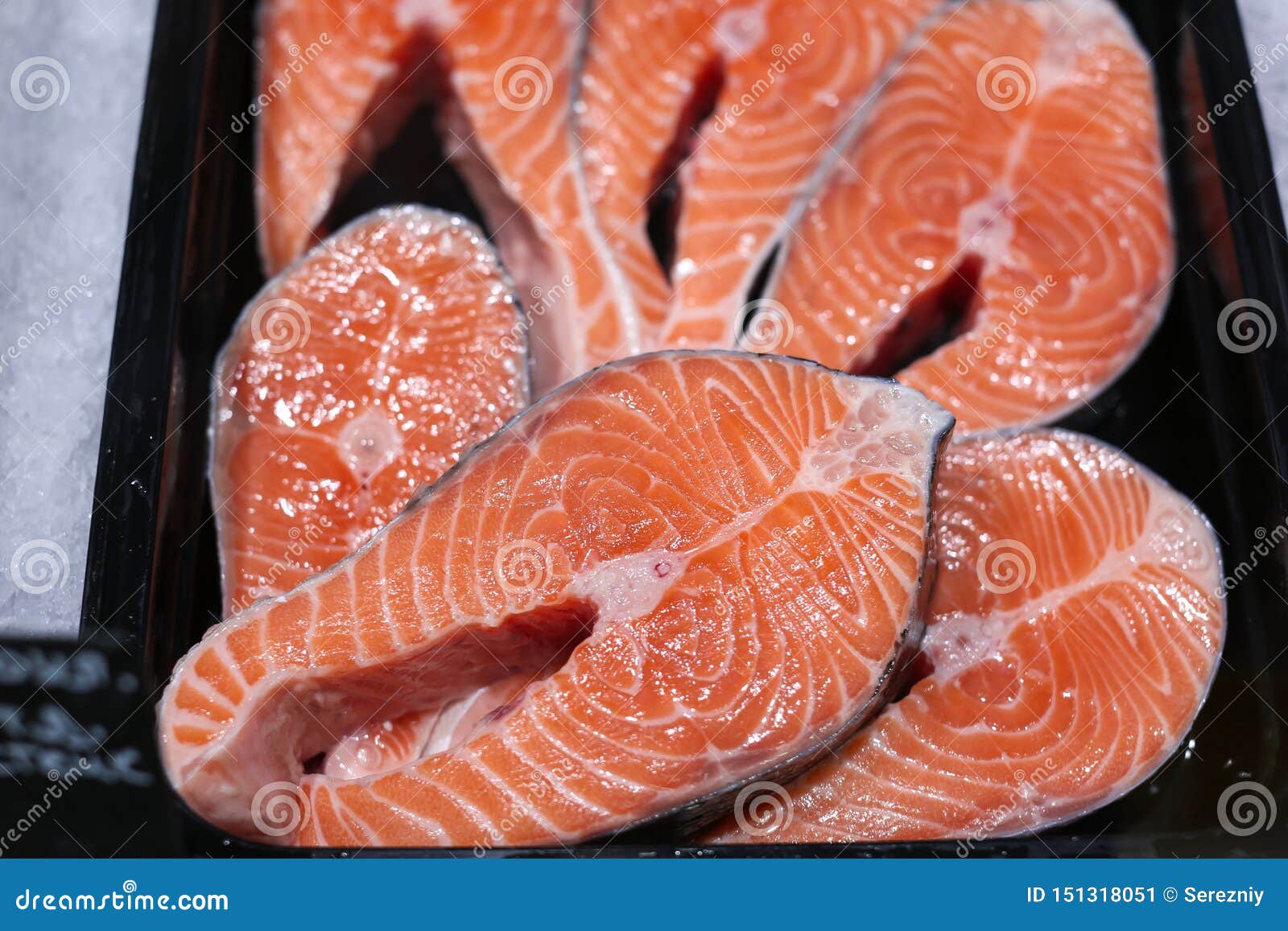 Fresh Salmon Steaks on Counter Stock Image - Image of healthy, fillet ...