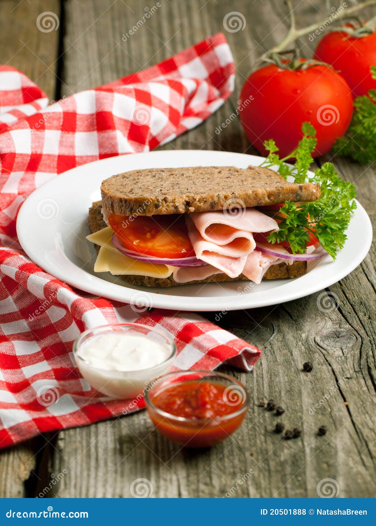 Fresh sandwich with sauces stock photo. Image of parsley - 20501888