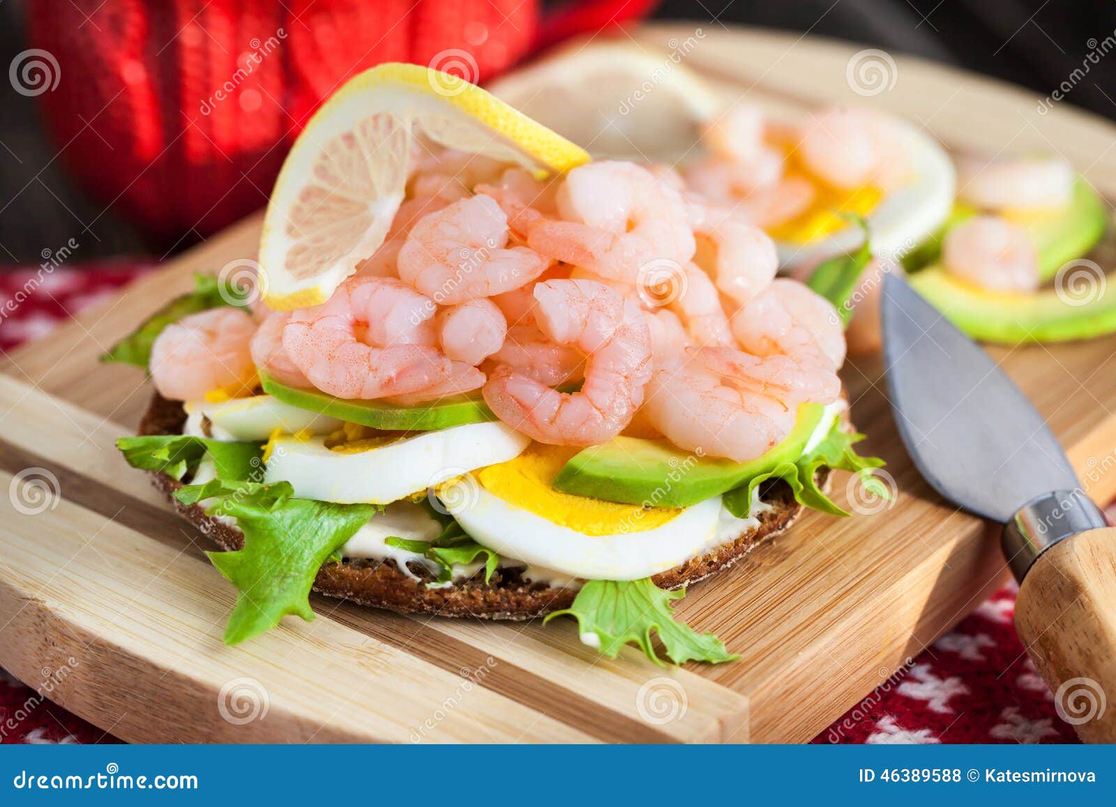 Fresh Sandwich with Shrimp and Egg Stock Photo - Image of bread ...