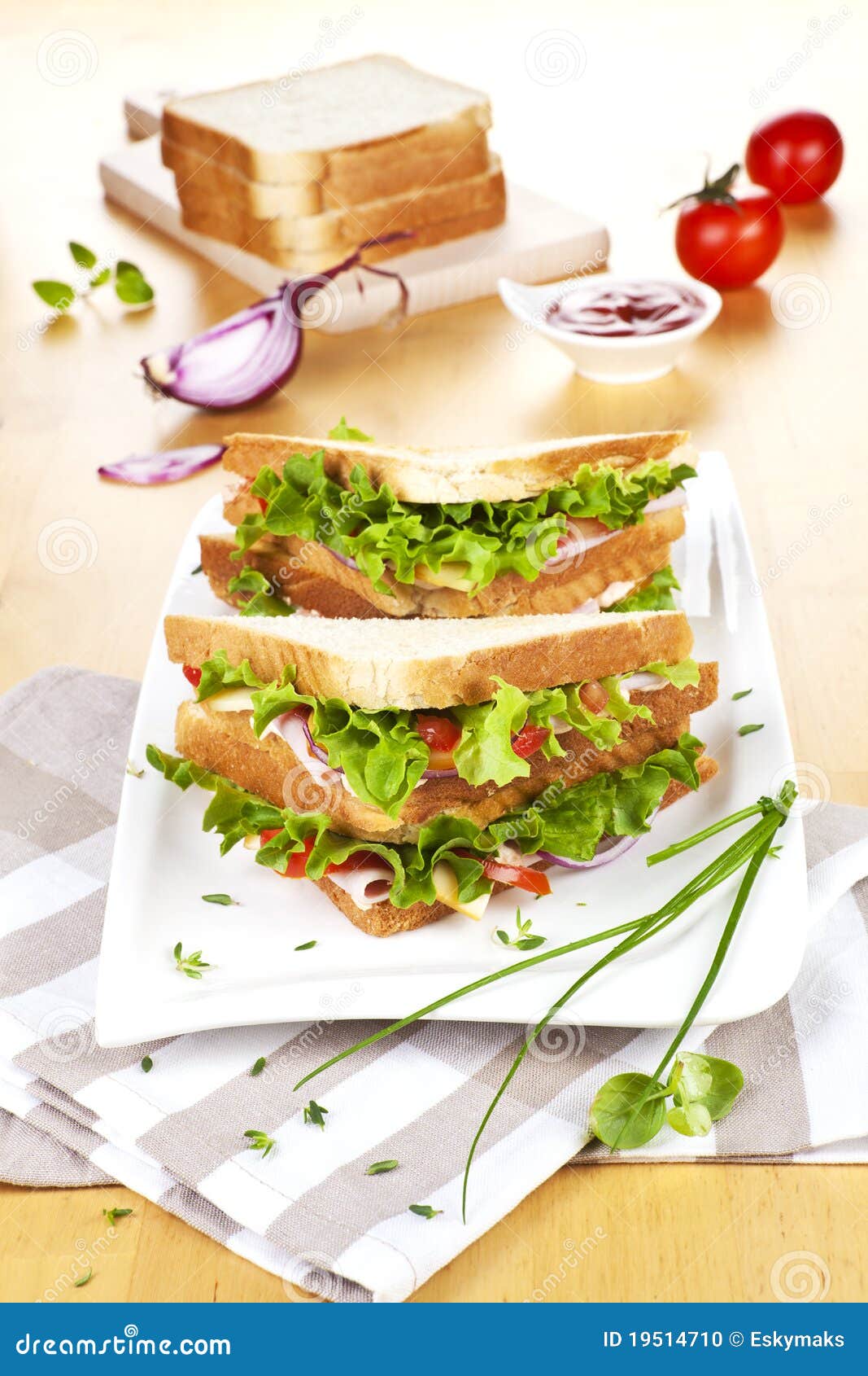 Fresh sandwiches. stock photo. Image of slim, kitchen - 19514710