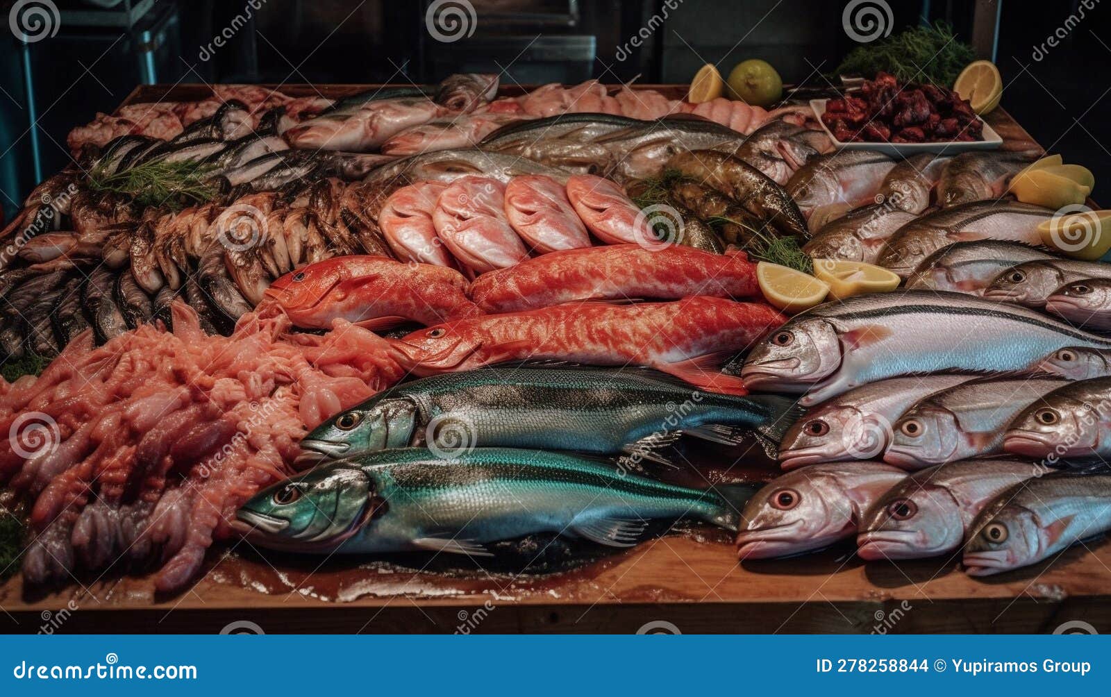 Fresh Seafood Catch of the Day, Healthy Meal Generated by AI Stock ...