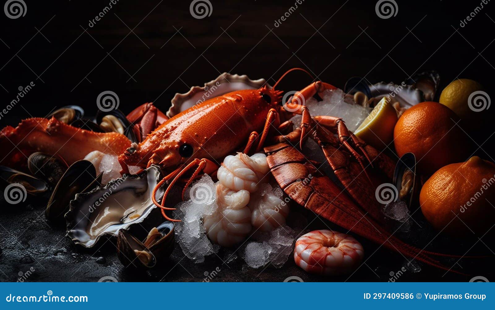 Fresh Seafood on a Plate, a Gourmet Meal of Crustacean Generated by AI ...